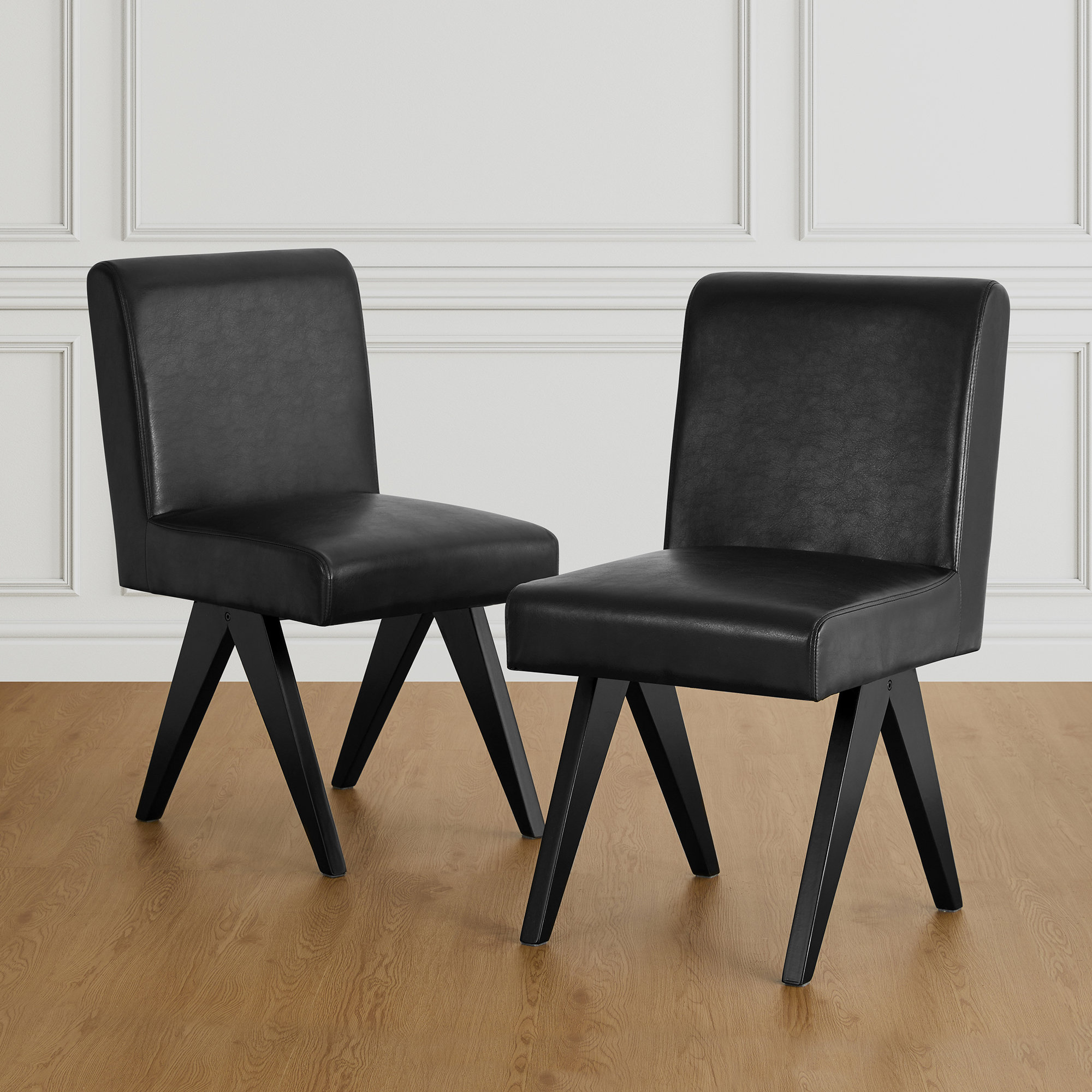 Corrigan Studio® Leatherette Solid Back Dining Chair With V-Shaped ...