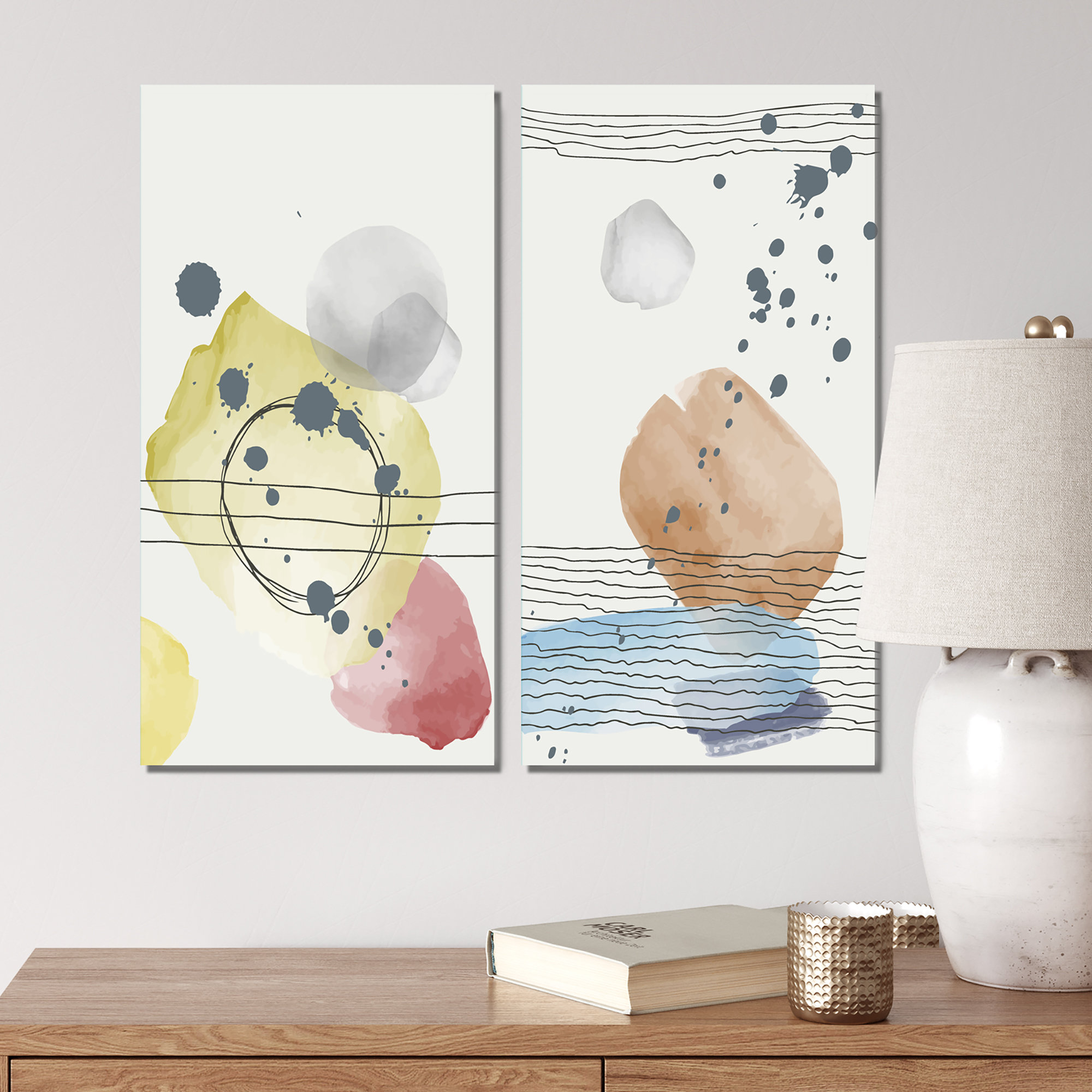 Wrought Studio™ Trendy Abstracts with Vibrant Shapes I - 2 Piece ...