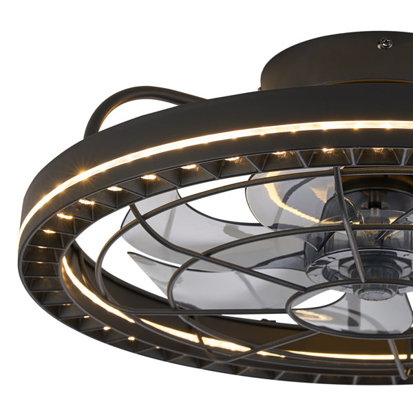Wrought Studio™ 19'' Dimmable Caged Ceiling Fan with LED Lights ...
