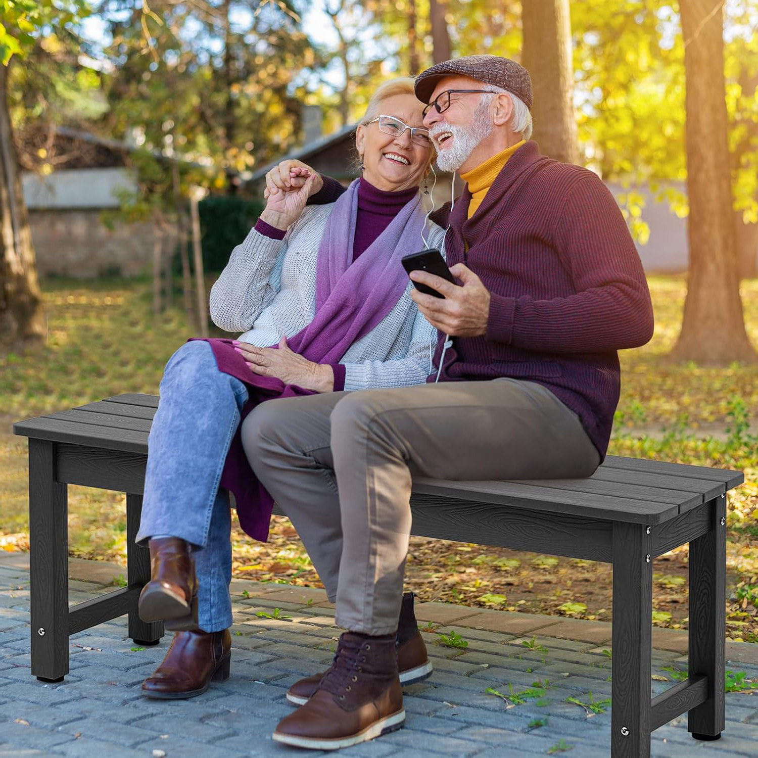 Hokku Designs Outdoor Bench, Outdoor Terrace Bench For 2 People ...