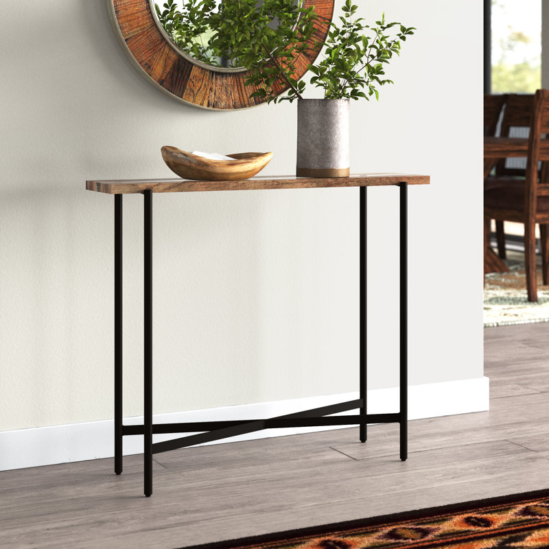 Union Rustic Kinden 36"W Industrial Modern Solid Wood Acrylic Console ...