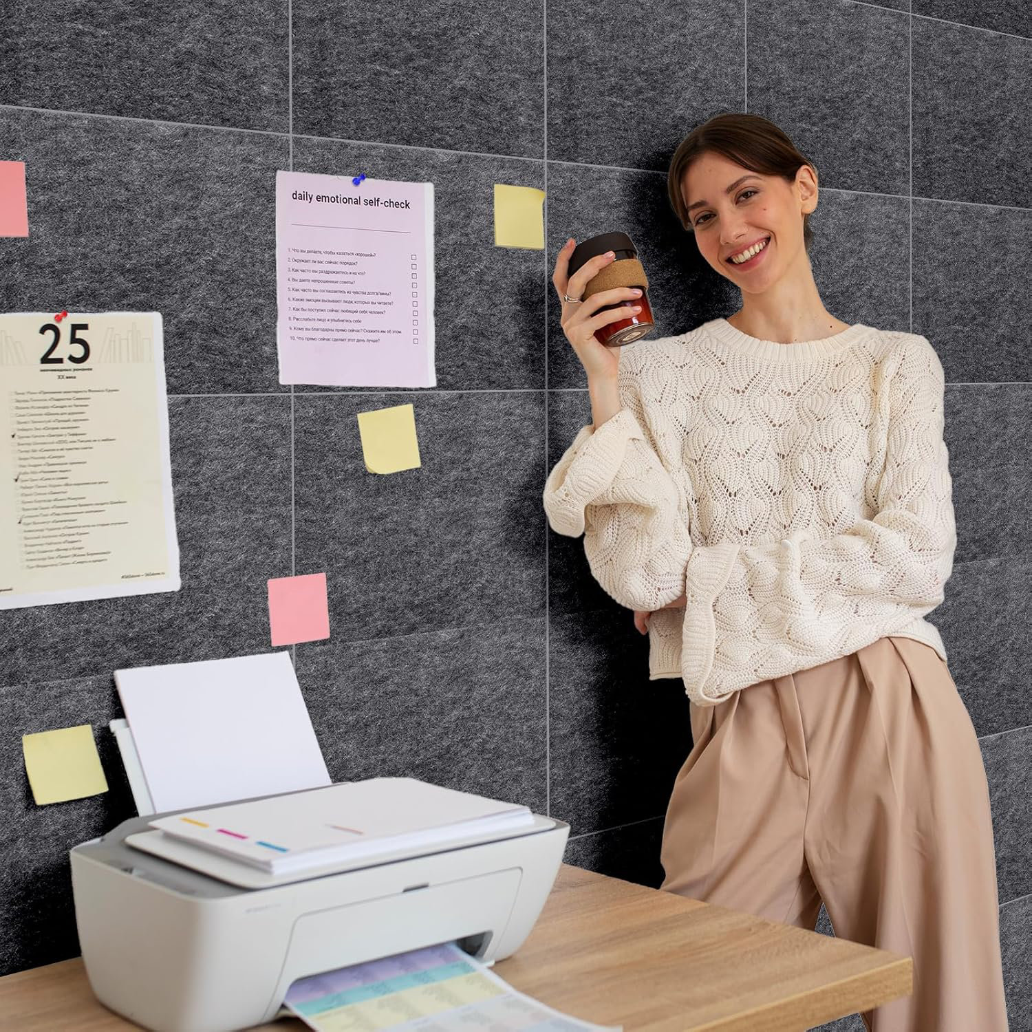 Inbox Zero 6 Pack Felt Bulletin Board Tiles For Wall Decor, 1/2" Thick ...