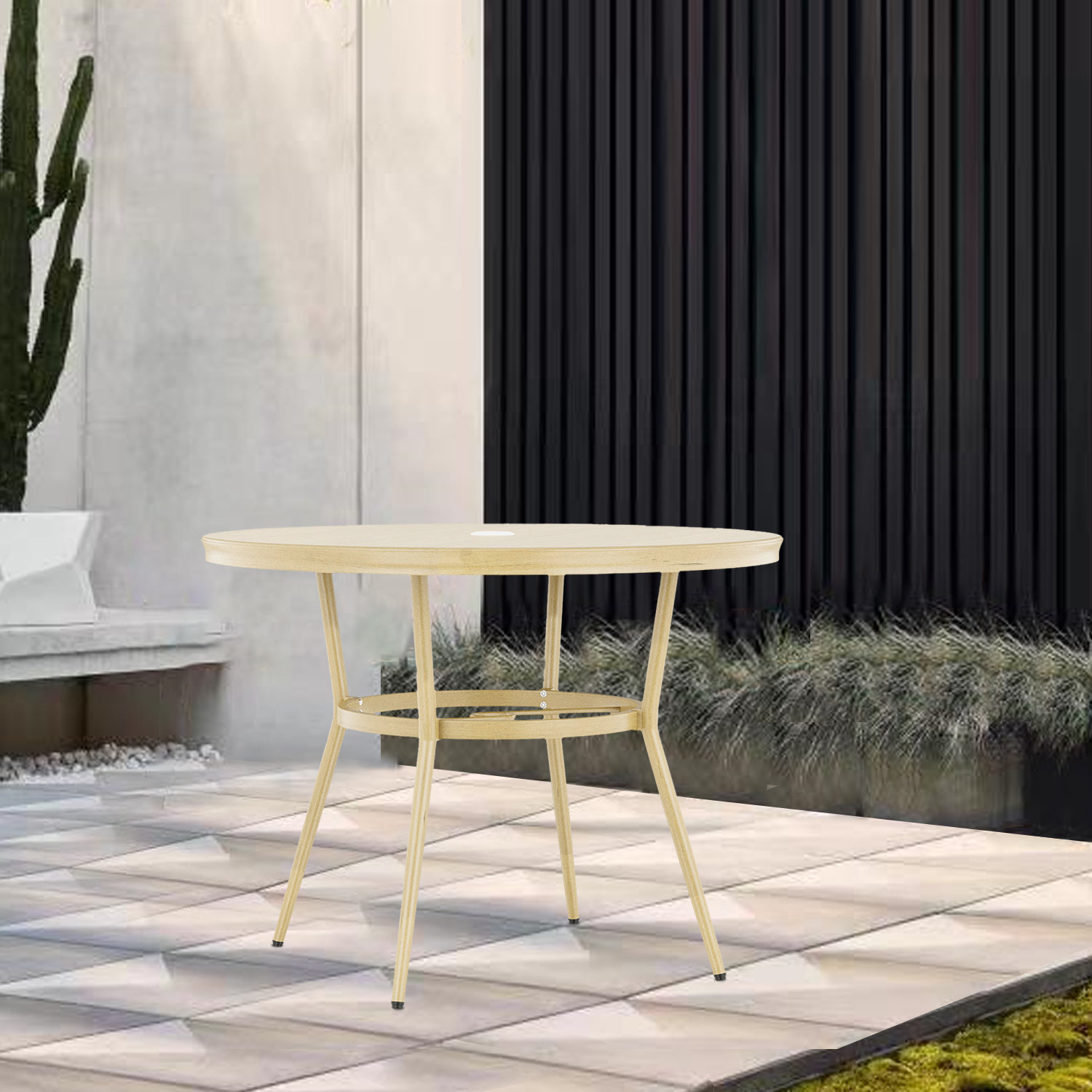 Mercer41 Hael Outdoor Patio Round Metal Dining Table | Wayfair