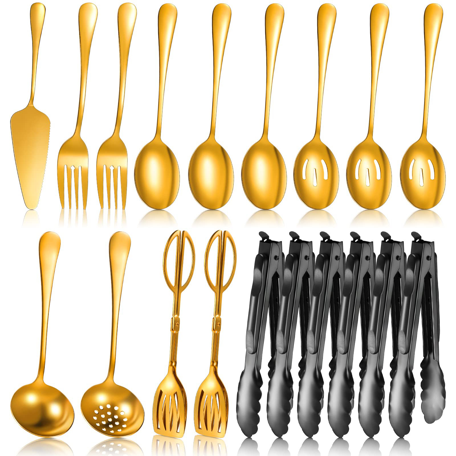 Everly Quinn 19-Piece Stainless Steel Serving Utensils Set, Dishwasher ...