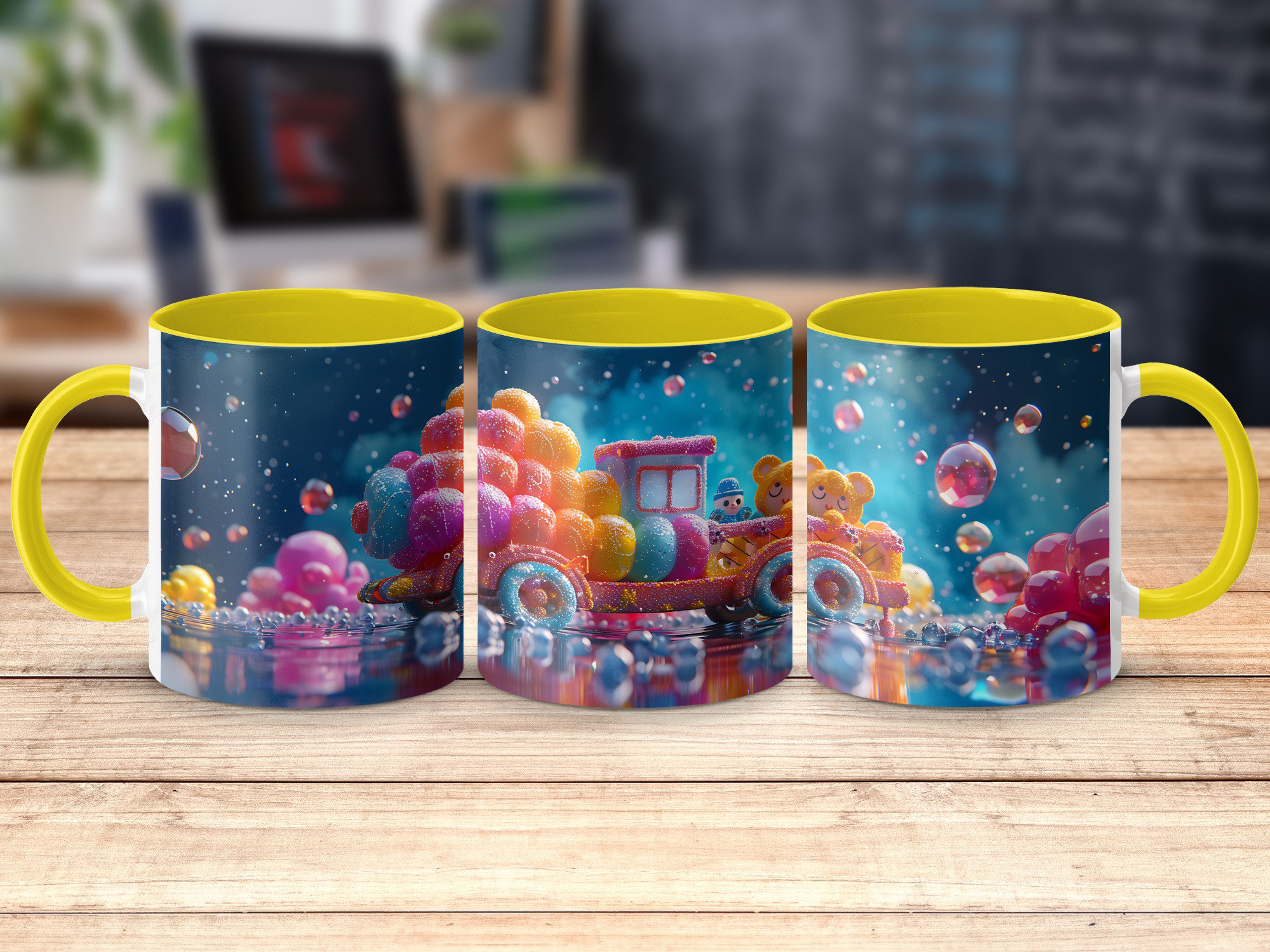 East Urban Home Set of 2 Colourful 3D Design 11oz Accent Mugs – White ...