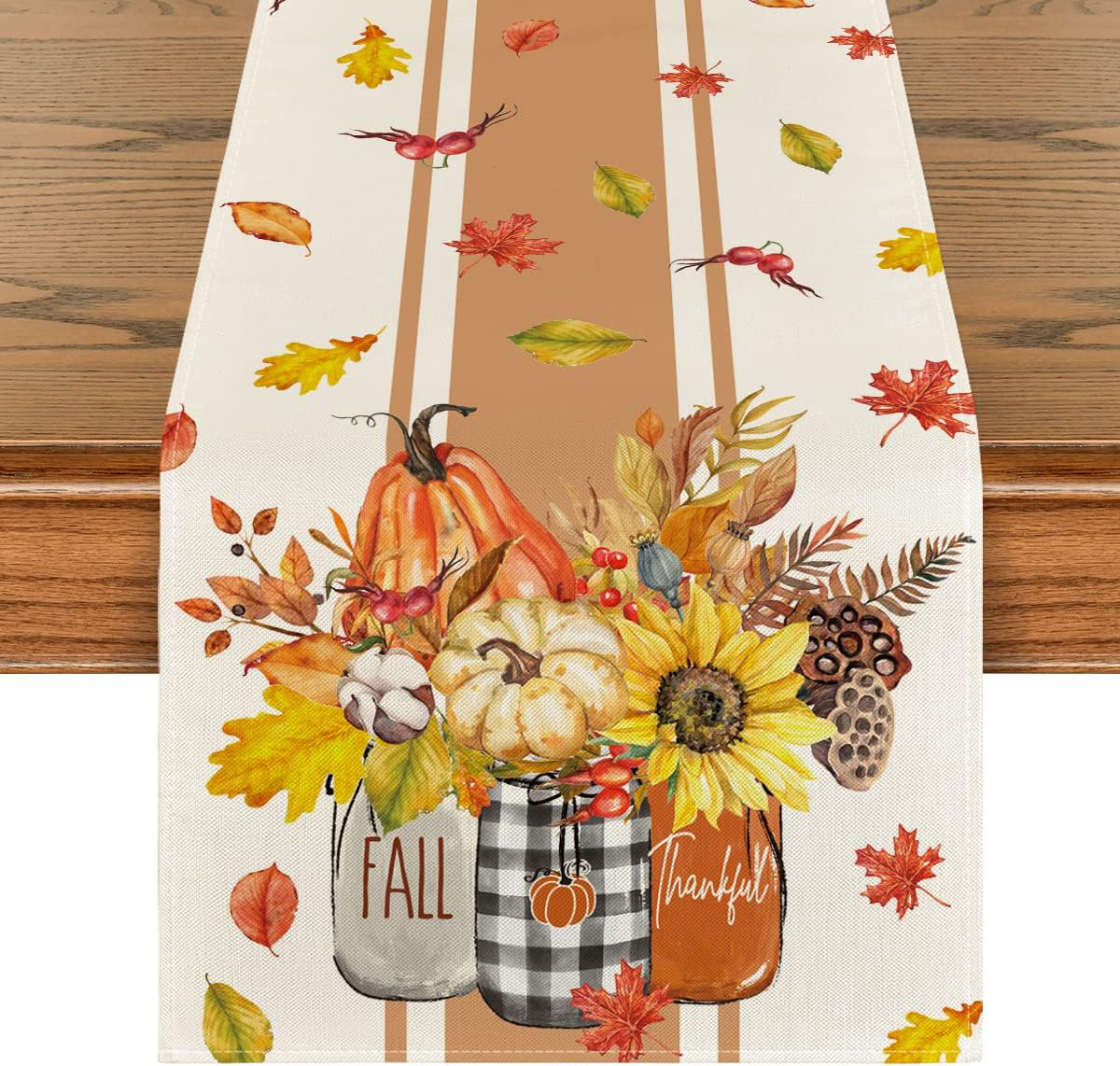 The Holiday Aisle® Thankful Fall Pumpkin Leaves Floral Vases Table ...