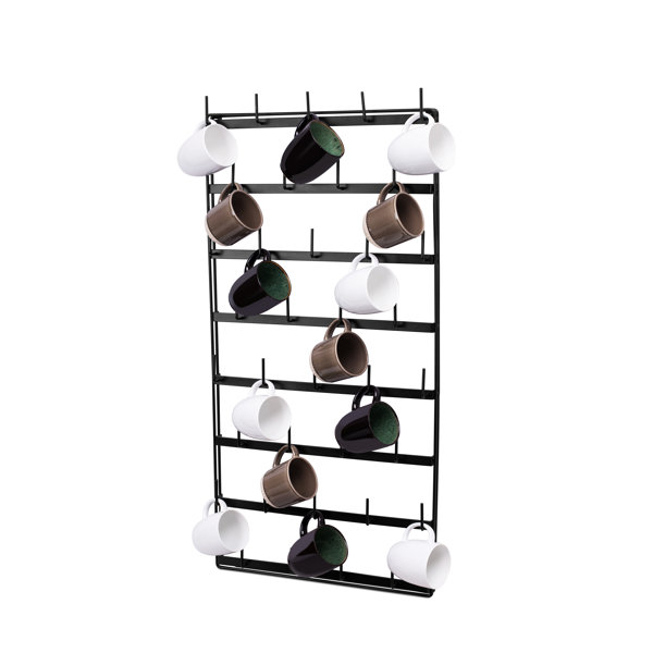 BirdRock Home 36 Peg Mug Rack For Wall - Coffee Tea Cup Glass Storage ...