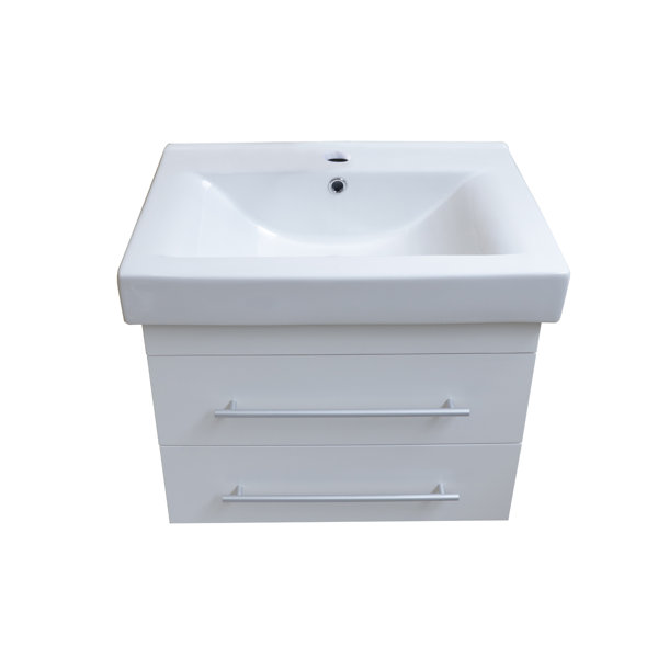 Wrought Studio™ Leota 24" Wall-Mounted Single Bathroom Vanity Set ...