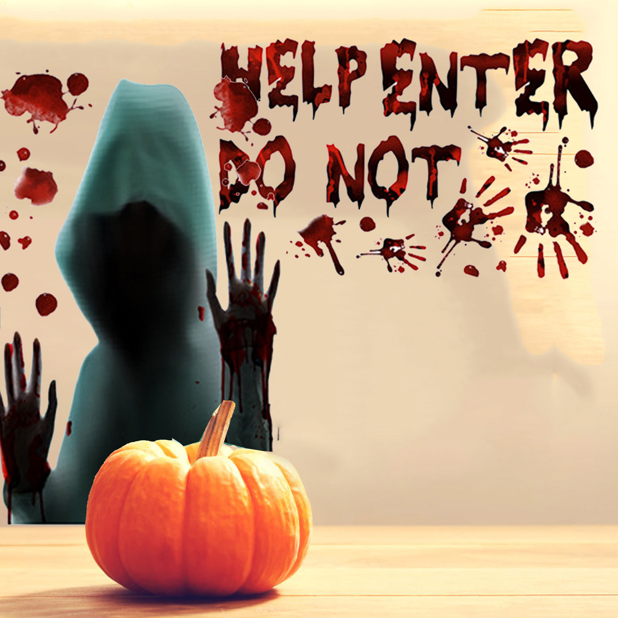 The Holiday Aisle® Halloween Decor Stickers, Scary Handprints, Ghost ...