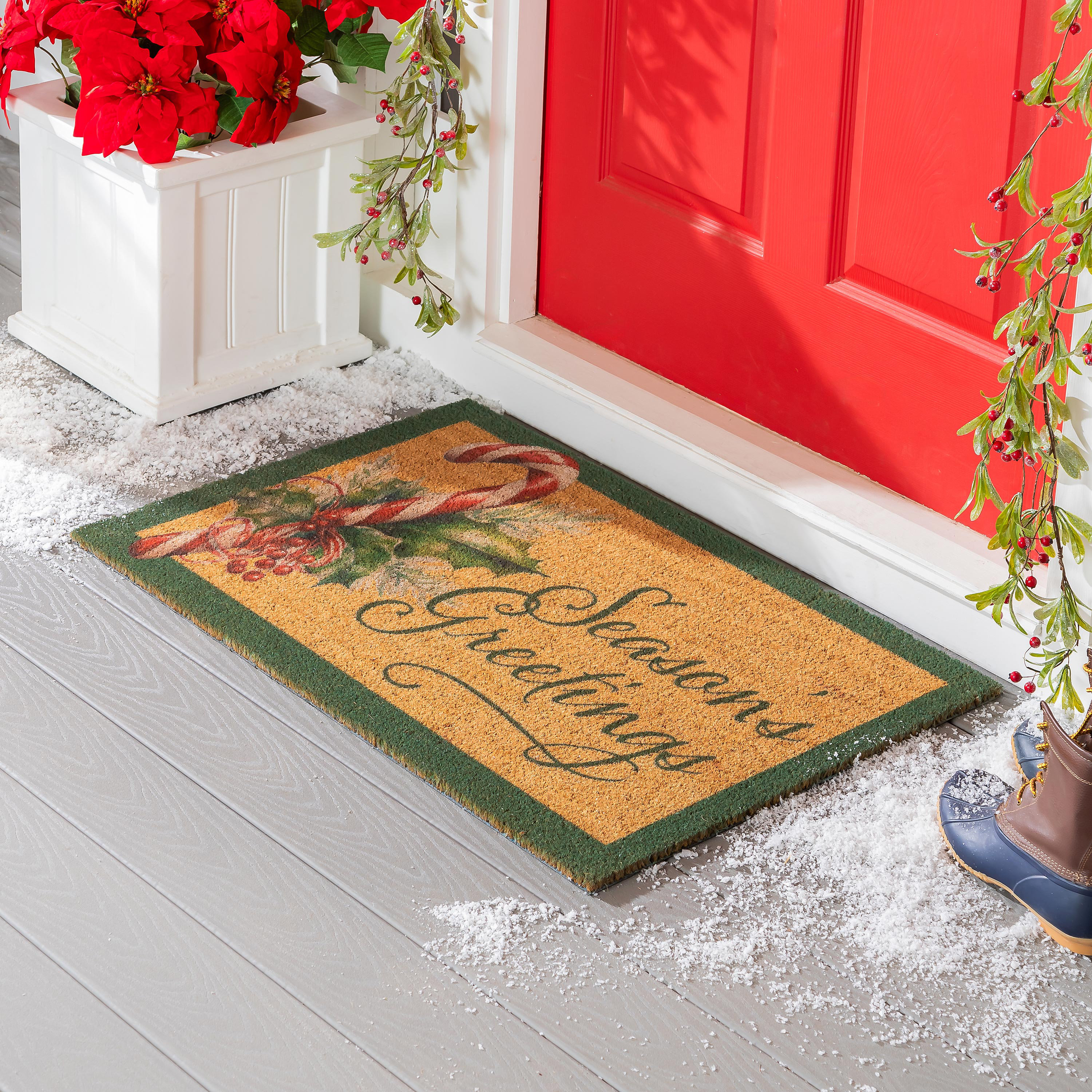 The Holiday Aisle® Season's Greetings, Coir Mat, 24"x36 | Wayfair