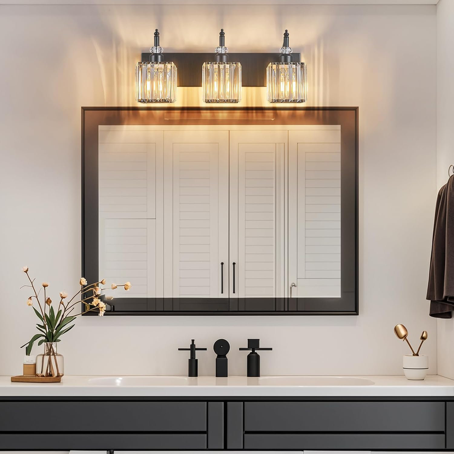 Everly Quinn Modern Crystal Vanity Light Fixture For Bathroom With K9 ...