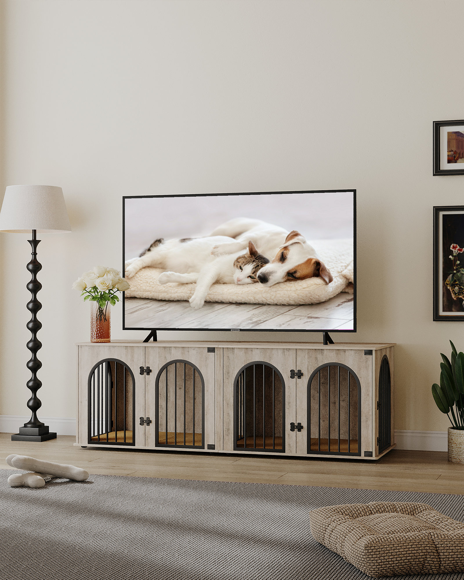 Tucker Murphy Pet™ Dog Crate Furniture for 2 Dogs, 71" Heavy Duty Dog ...