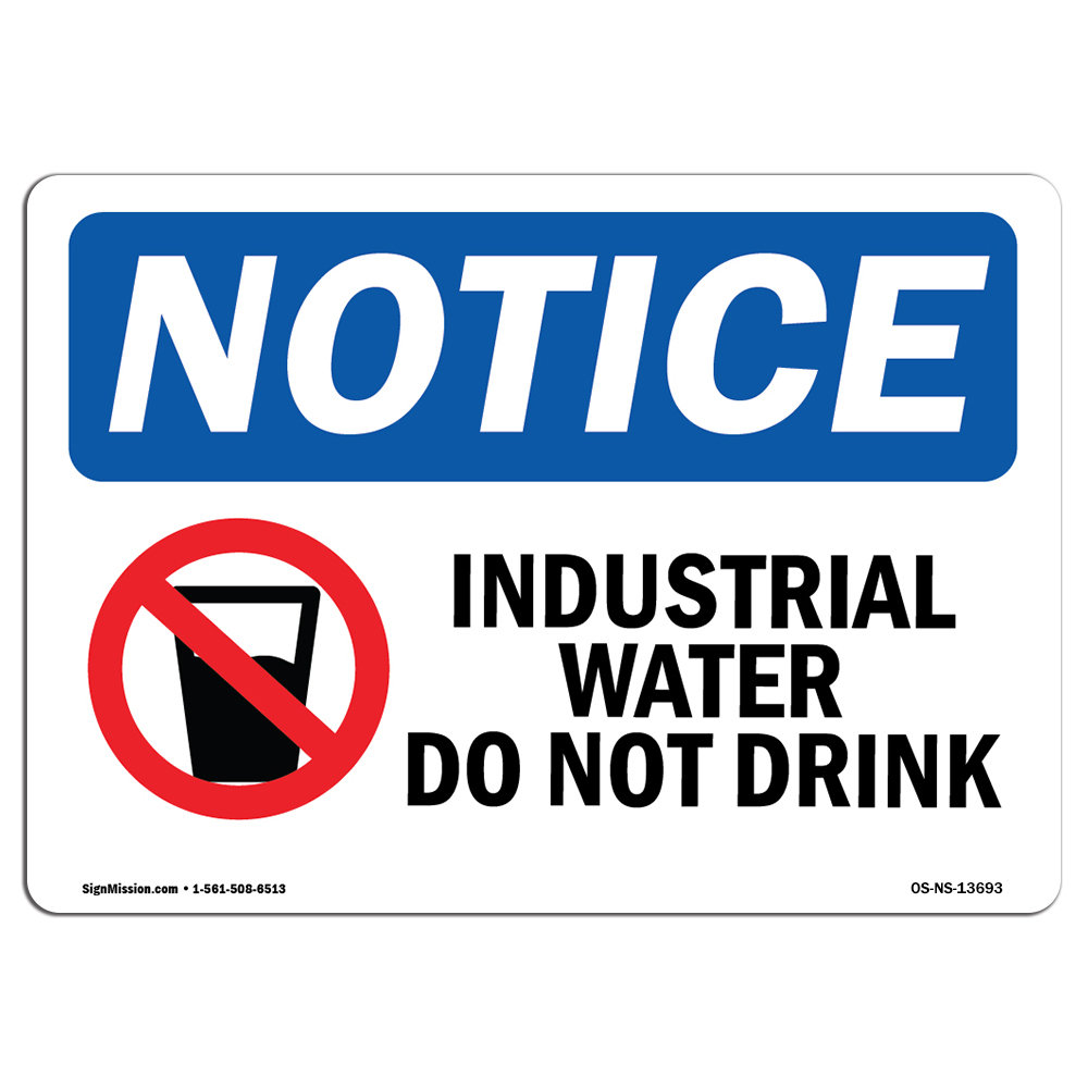 SignMission Industrial Water Do Not Drink Sign with Symbol | Wayfair