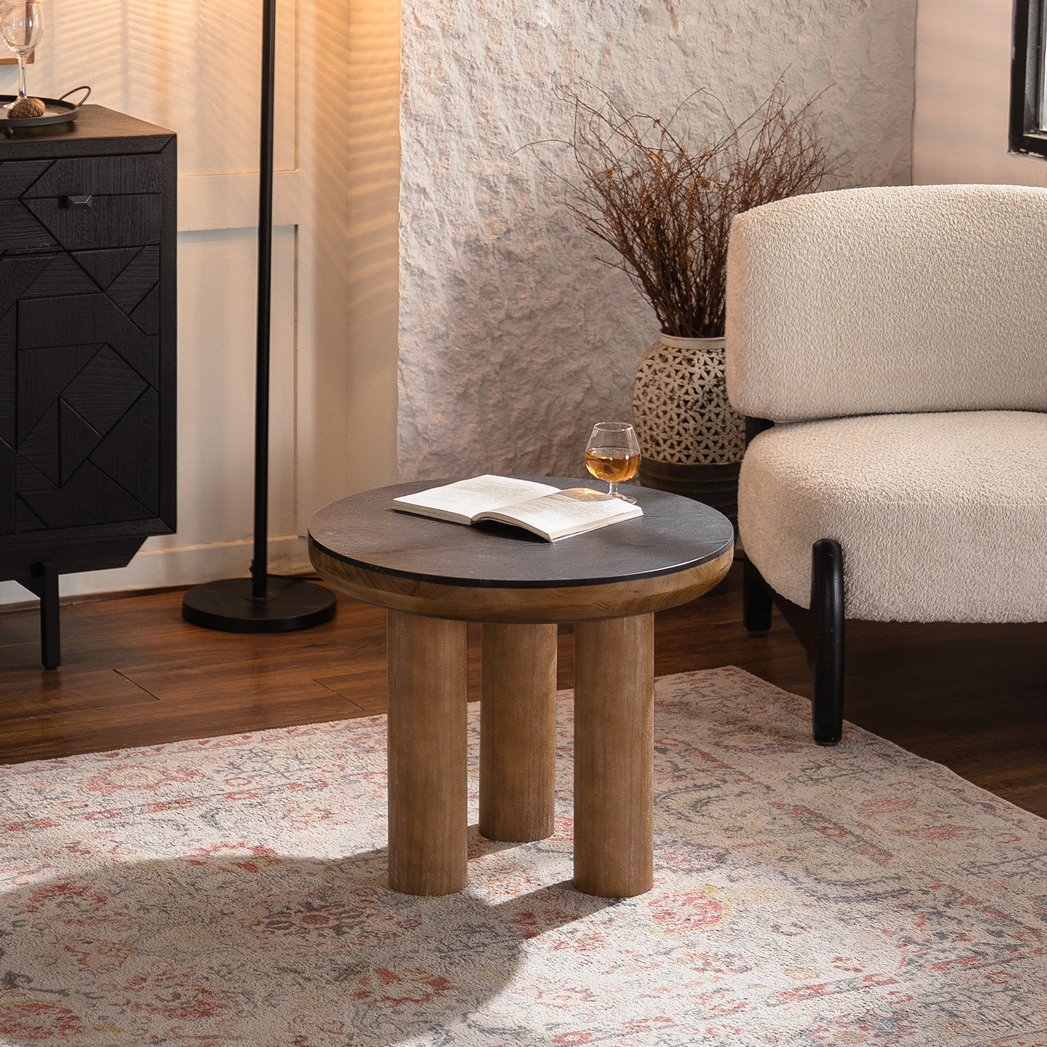 Ebern Designs 23.6" Round End Table Blends Modern and Rustic Styles ...
