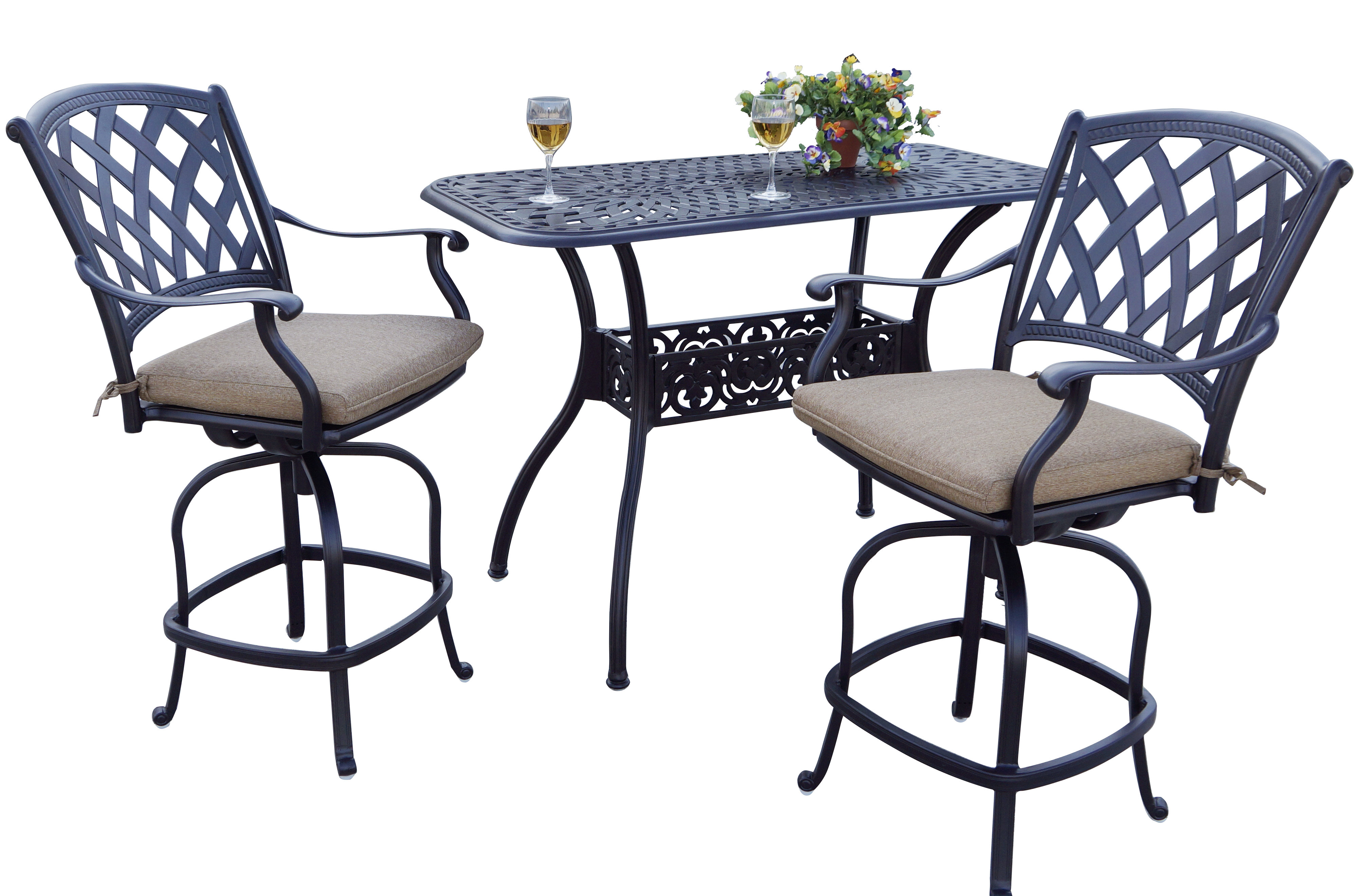 Canora Grey Parikh 3-Piece Patio Counter Height Bar Set with 26 x 52 ...