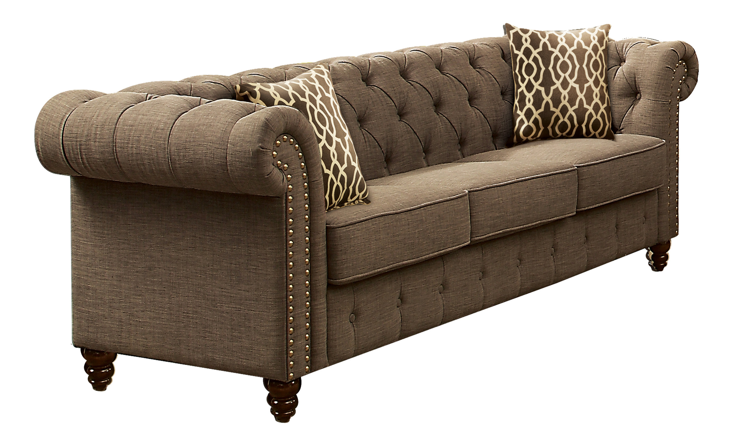 Canora Grey Rouch 90.5'' Linen Rolled Arm Chesterfield Sofa - Wayfair ...