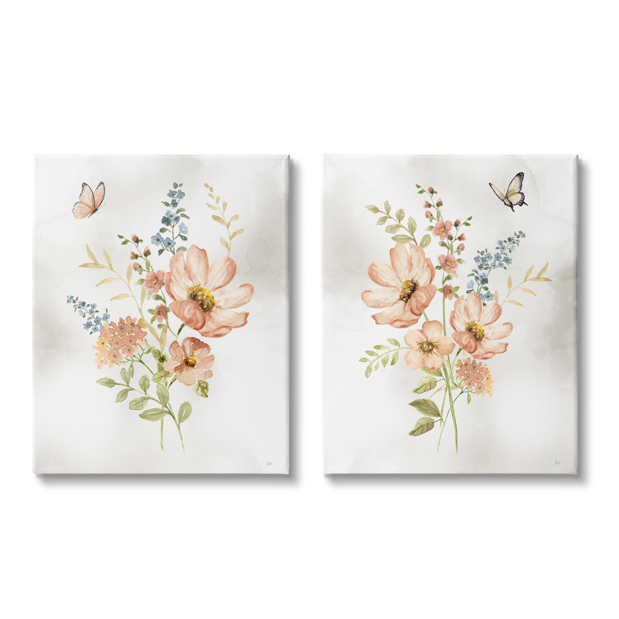 August Grove® Soft Pink Spring Flowers 2 Pieces by Nan | Wayfair