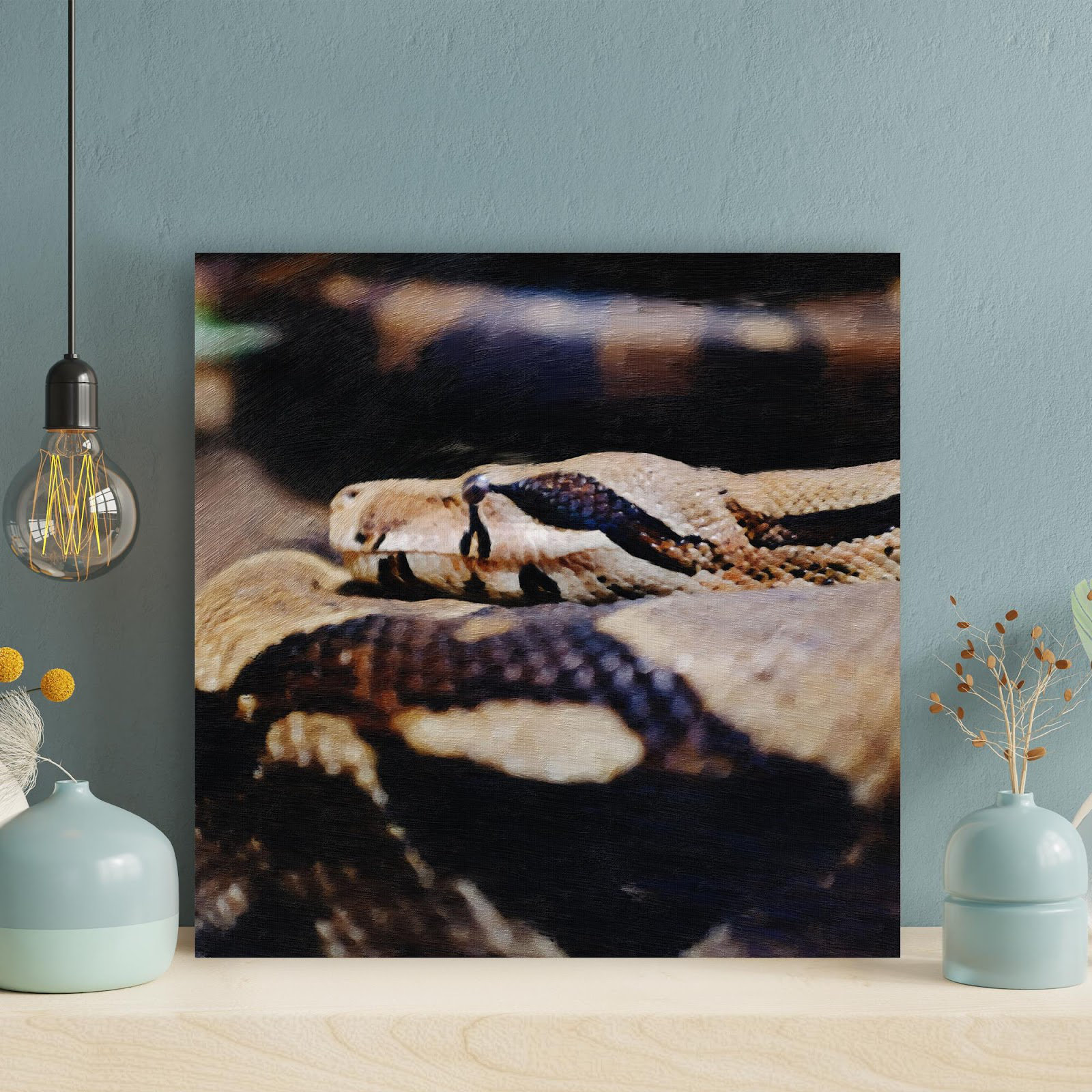 Latitude Run® Brown And Black Snake On Tree Branch 1 - Wrapped Canvas ...