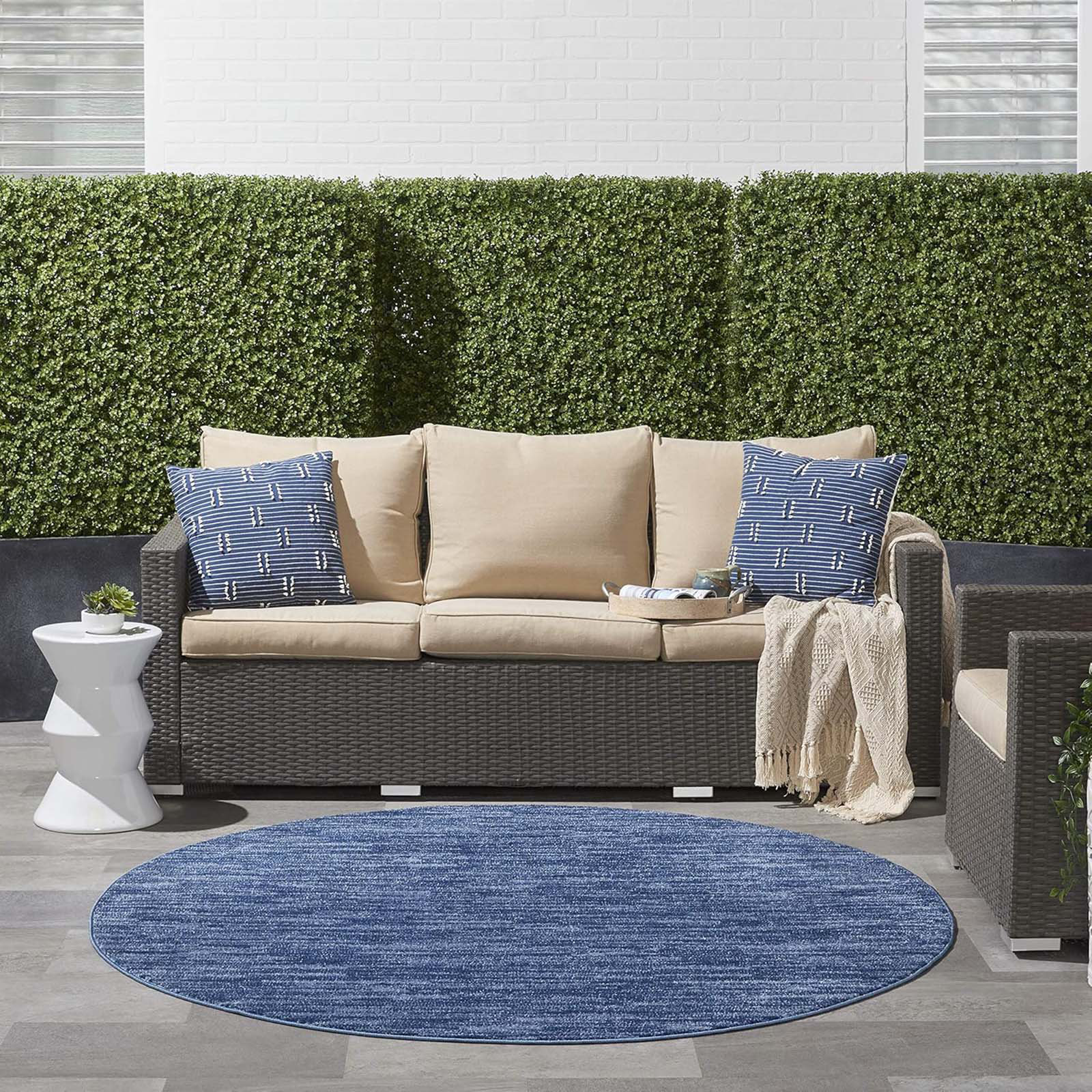 Ebern Designs Home Essentials 6' X Round Navy Blue Fabric Outdoor Area ...