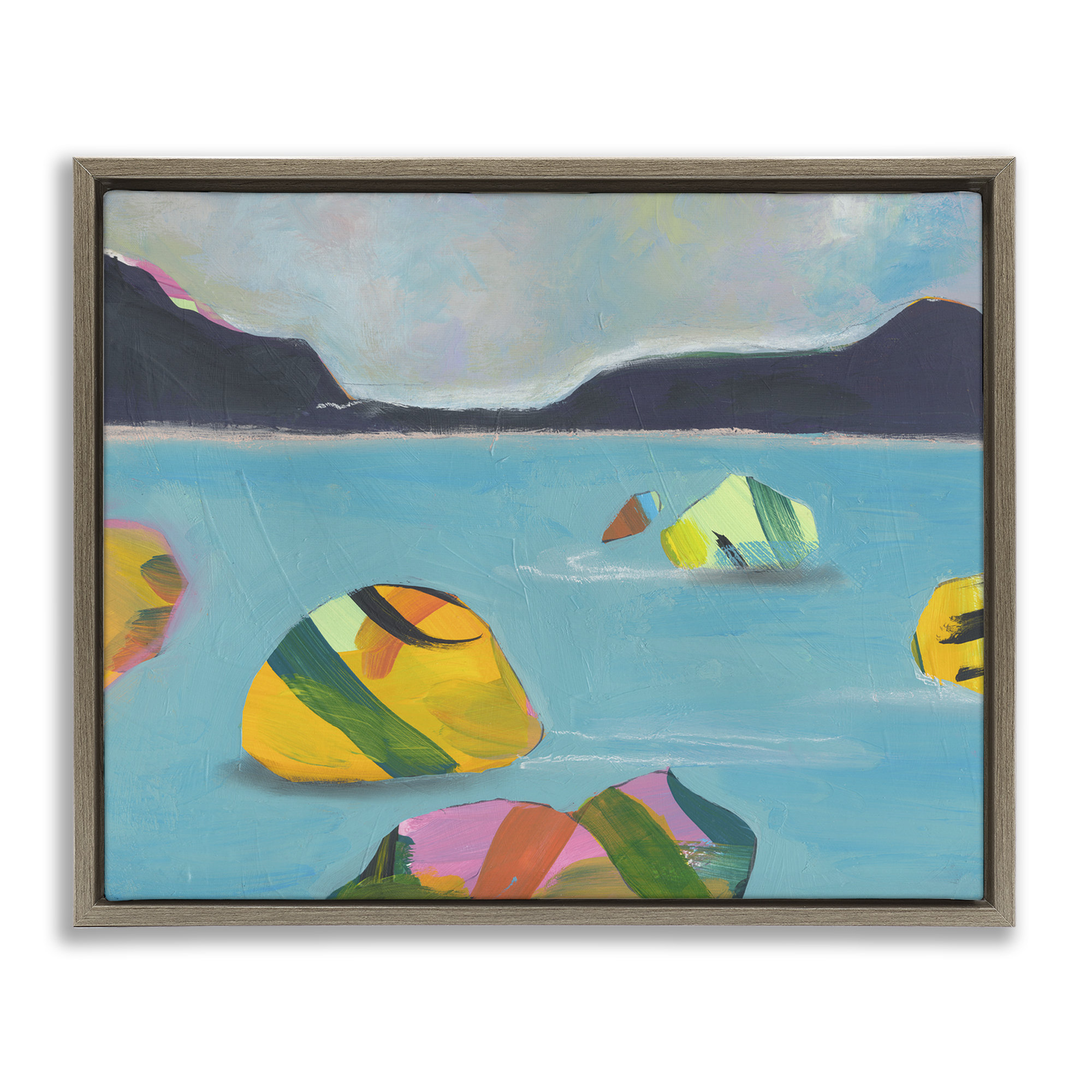 Highland Dunes Sea Buoys Floating Framed Floater Canvas Wall Art By Jan ...