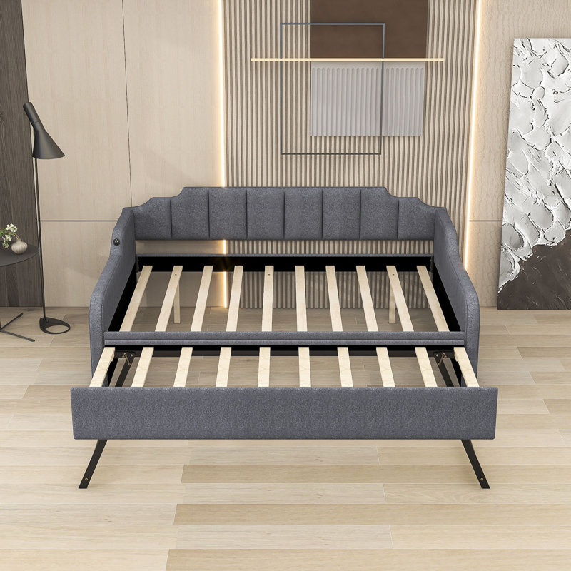 Wildon Home® Tania Upholstered Daybed with Trundle | Wayfair