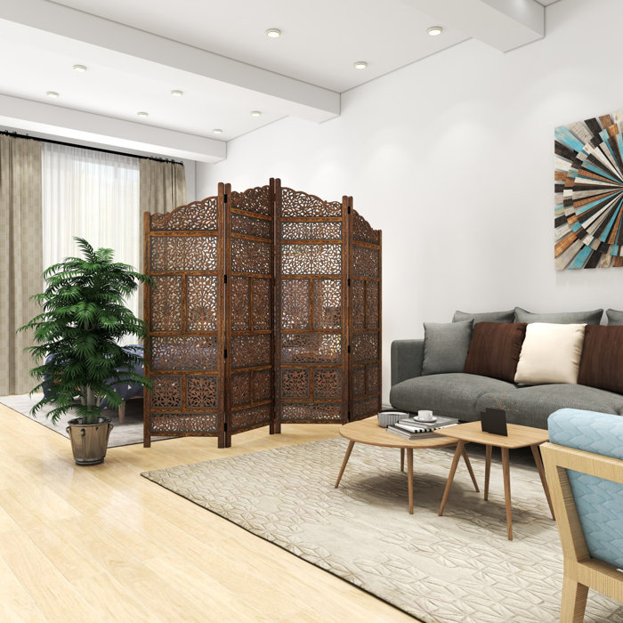 Bungalow Rose Brown Wood Handmade Foldable Arched Partition & Reviews ...