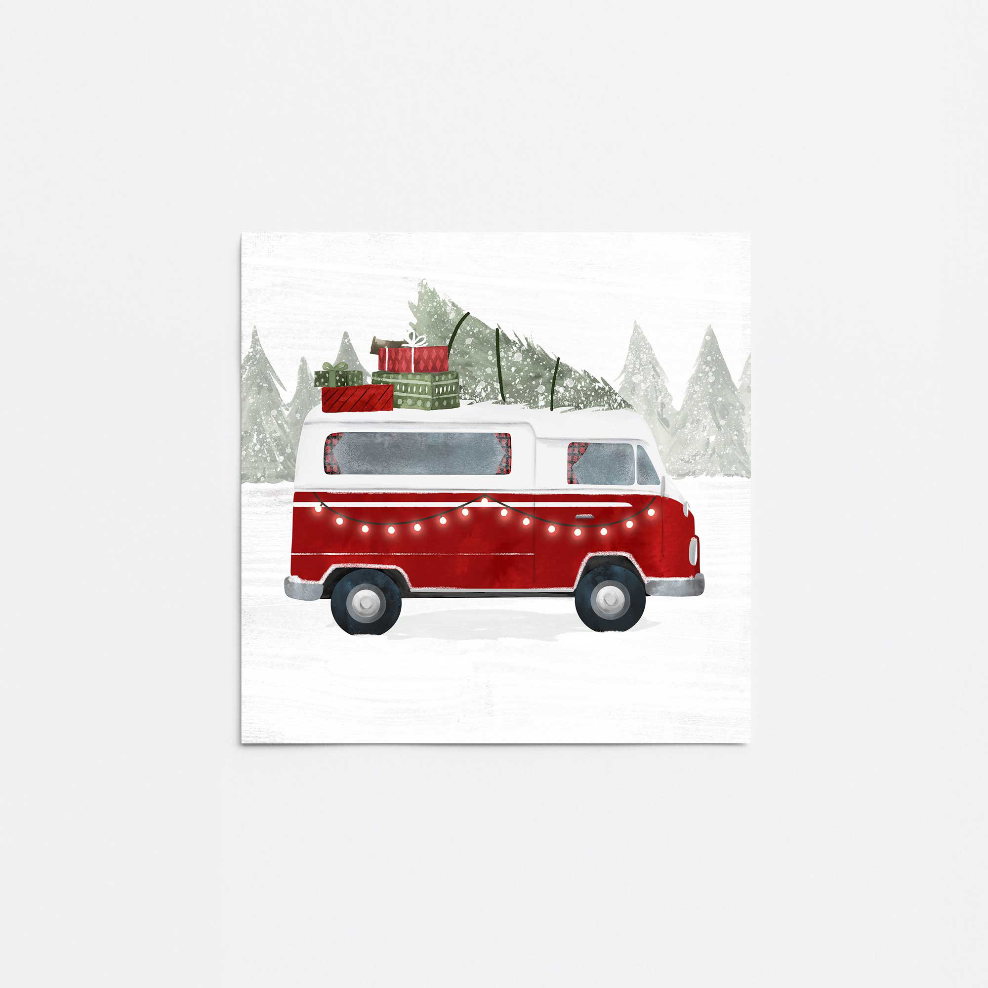 The Holiday Aisle® Vintage Van Christmas Tree Pickup Print | Wayfair
