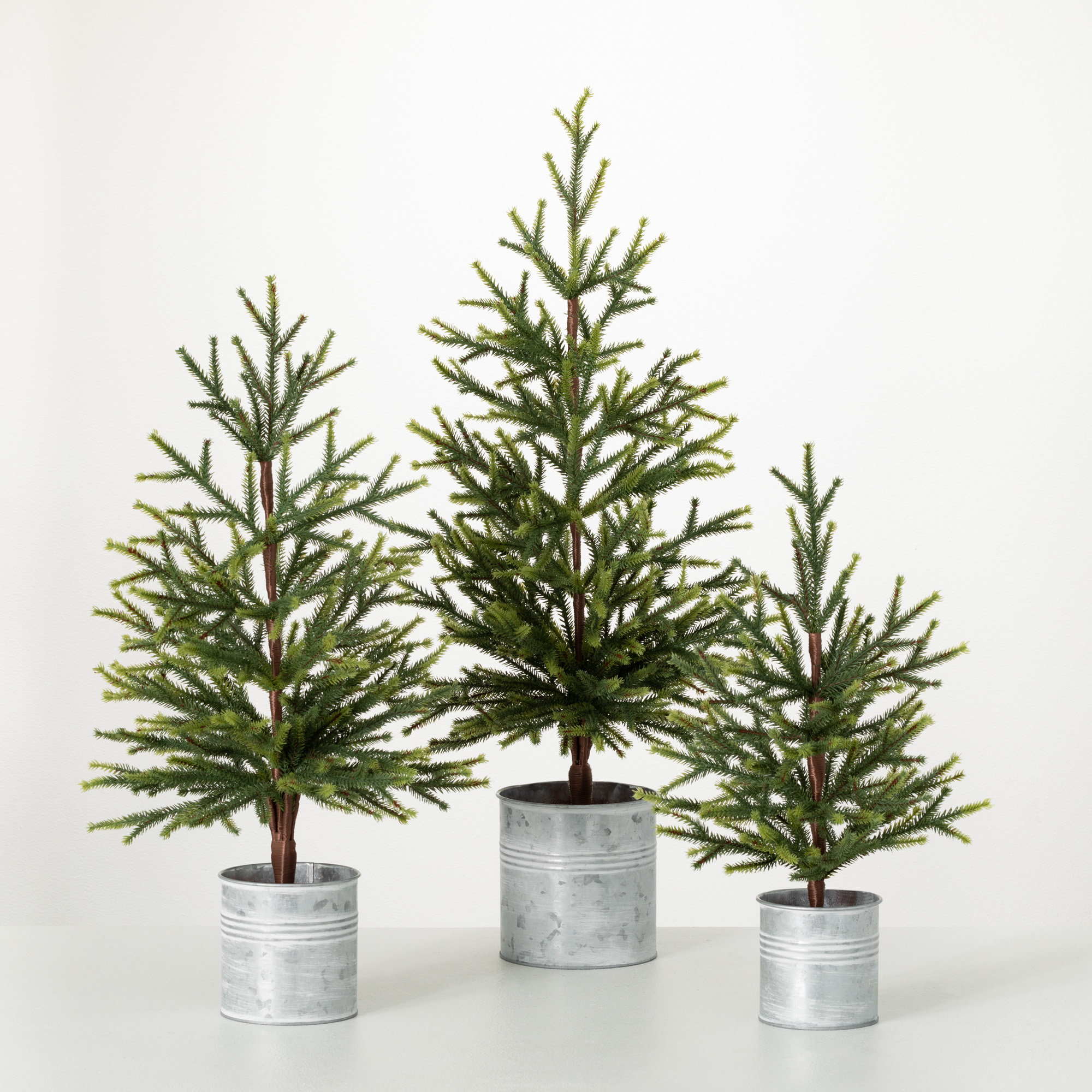 The Holiday Aisle® Spann Faux Pine Tree in Metal Pot | AllModern