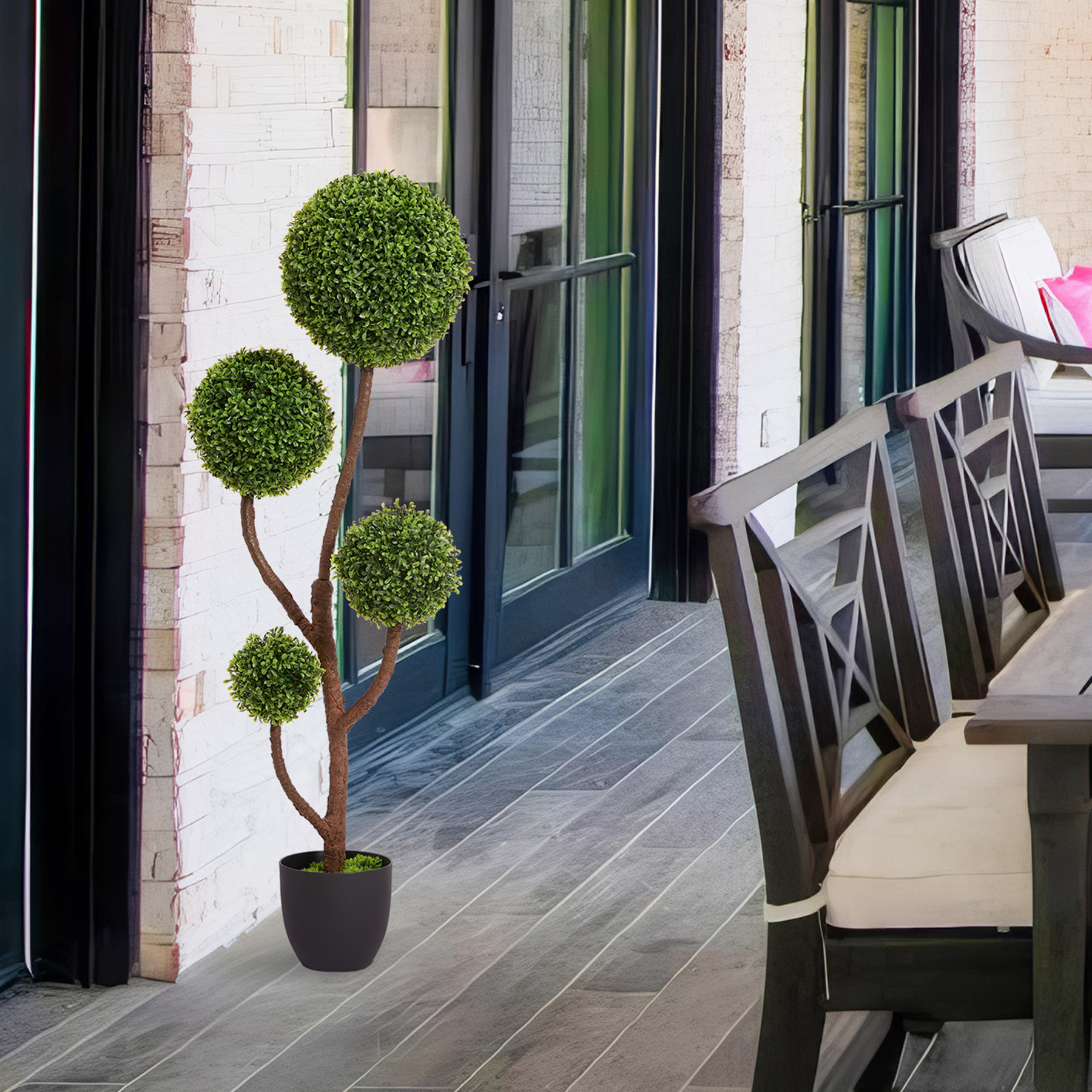 Primrue Tall Spiral Boxwood Topiary Ball Tree for Elegant Spaces | Wayfair