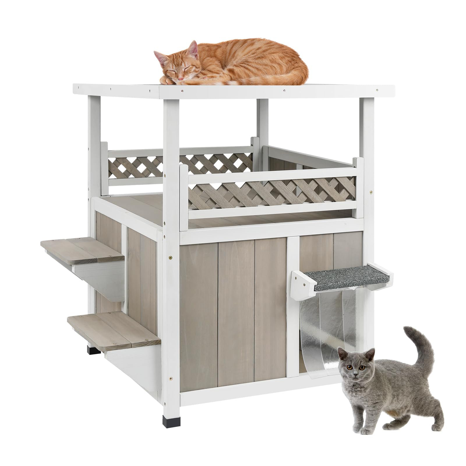 Tucker Murphy Pet™ Outdoor Cat House 2 Storey Wooden Houses & Reviews ...