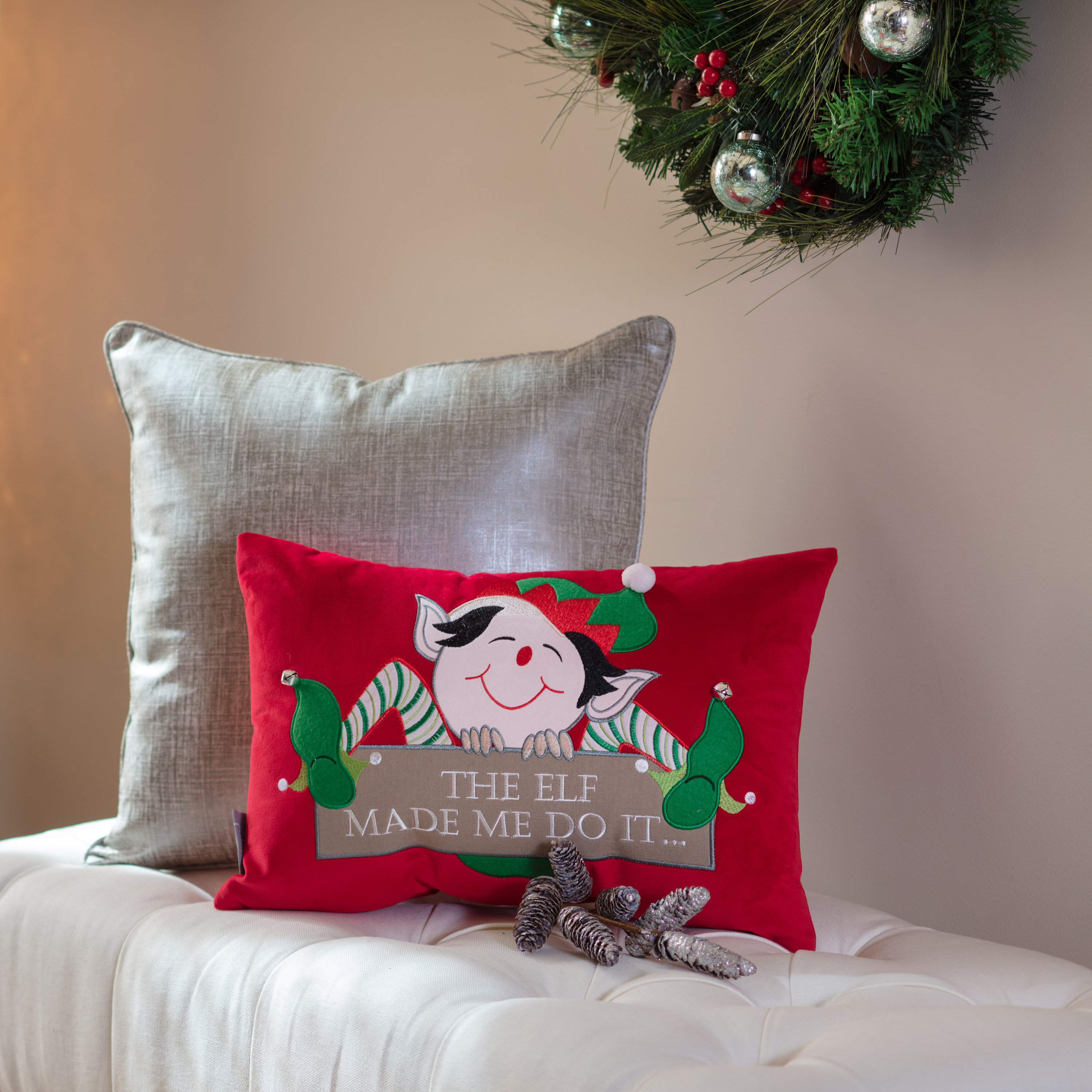 Pillow Perfect The Elf Made Me Do It Red Lumbar Pillow Cover - Wayfair ...