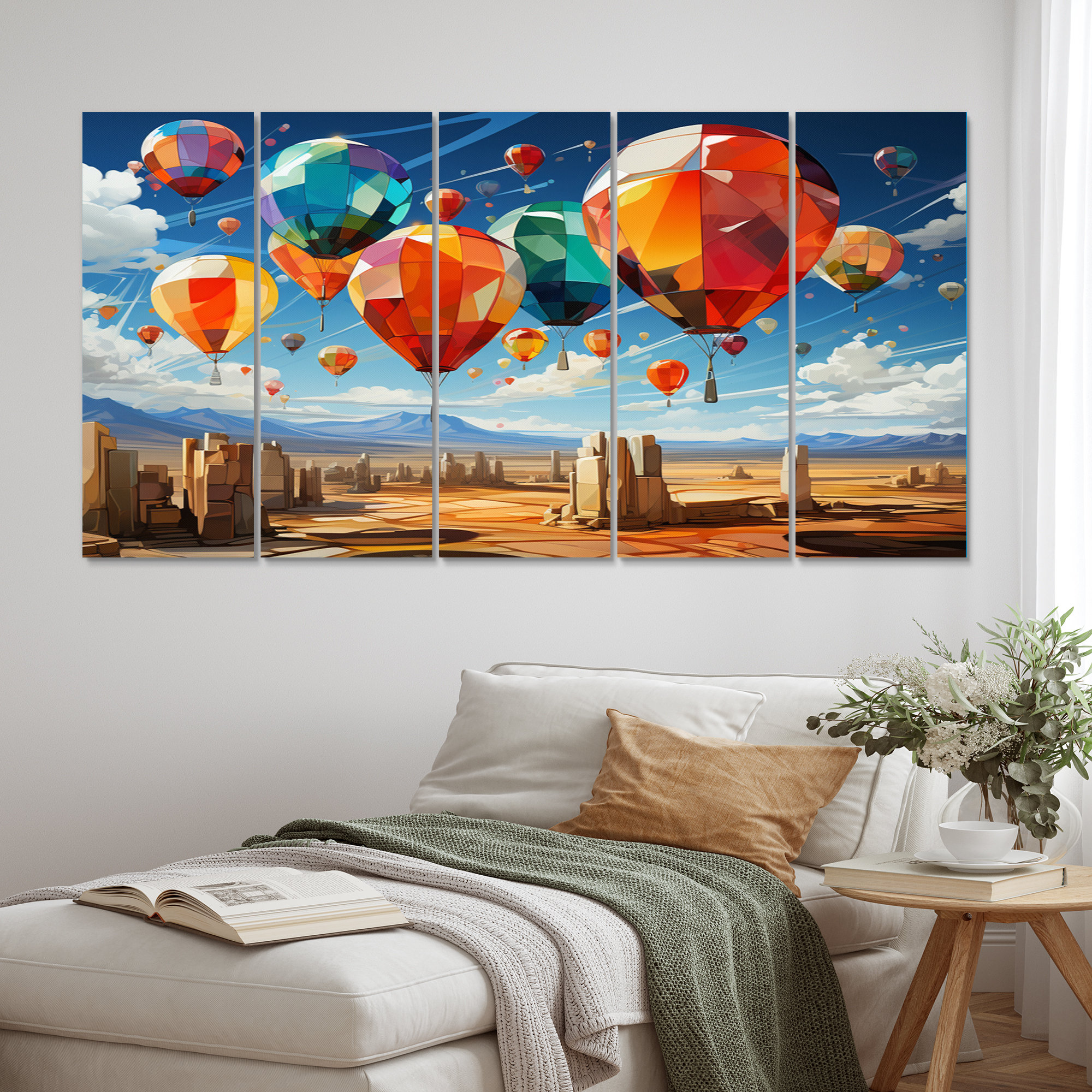 Latitude Run® Colorful Hot Air Ballon Cubist II - Transportation Metal ...