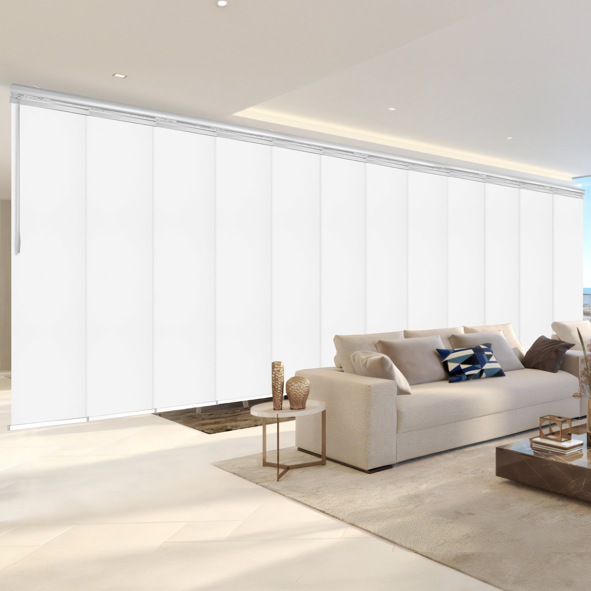 Rod Desyne Laci White 12-Panel Double Rail White Panel Track Extendable ...