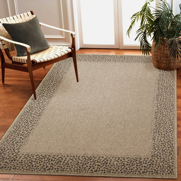 Mercer41 Milenka Leopard Border Indoor/Outdoor Area Rug | Wayfair
