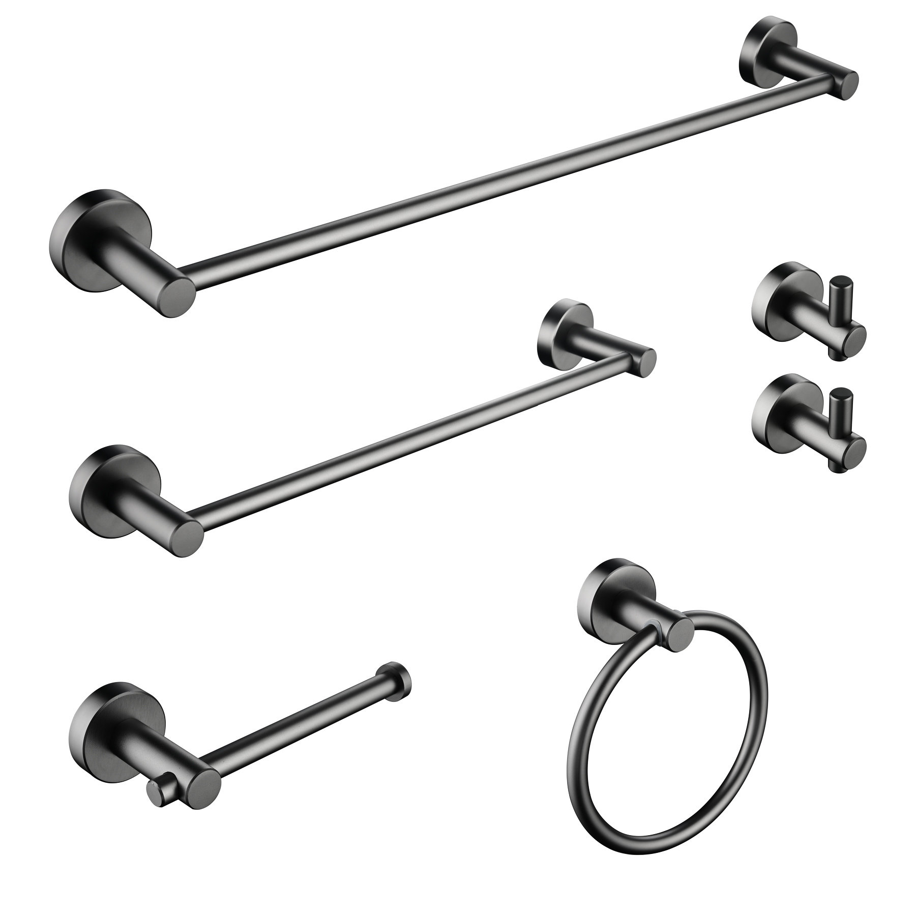 Latitude Run® 6 Piece Bathroom Towel Rack Wall Mount - Gunmetal Black ...