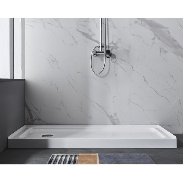 ANDVIN 60" X 32" Acrylic White Single-Threshold Shower Base by Left or ...