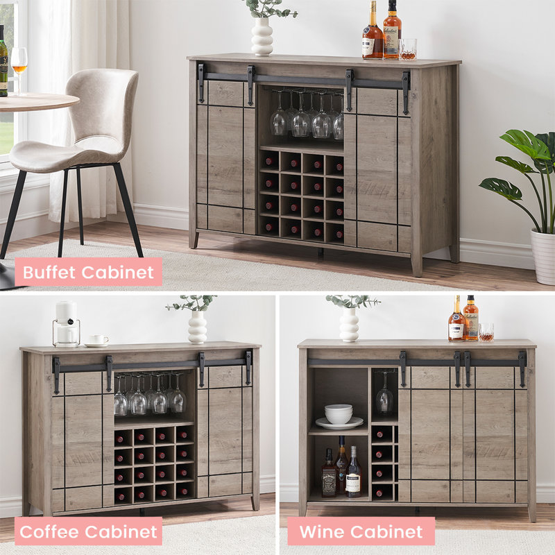 Gracie Oaks Polett 16 Bottle Cabinet/Enclosed Storage Wine Bottle ...