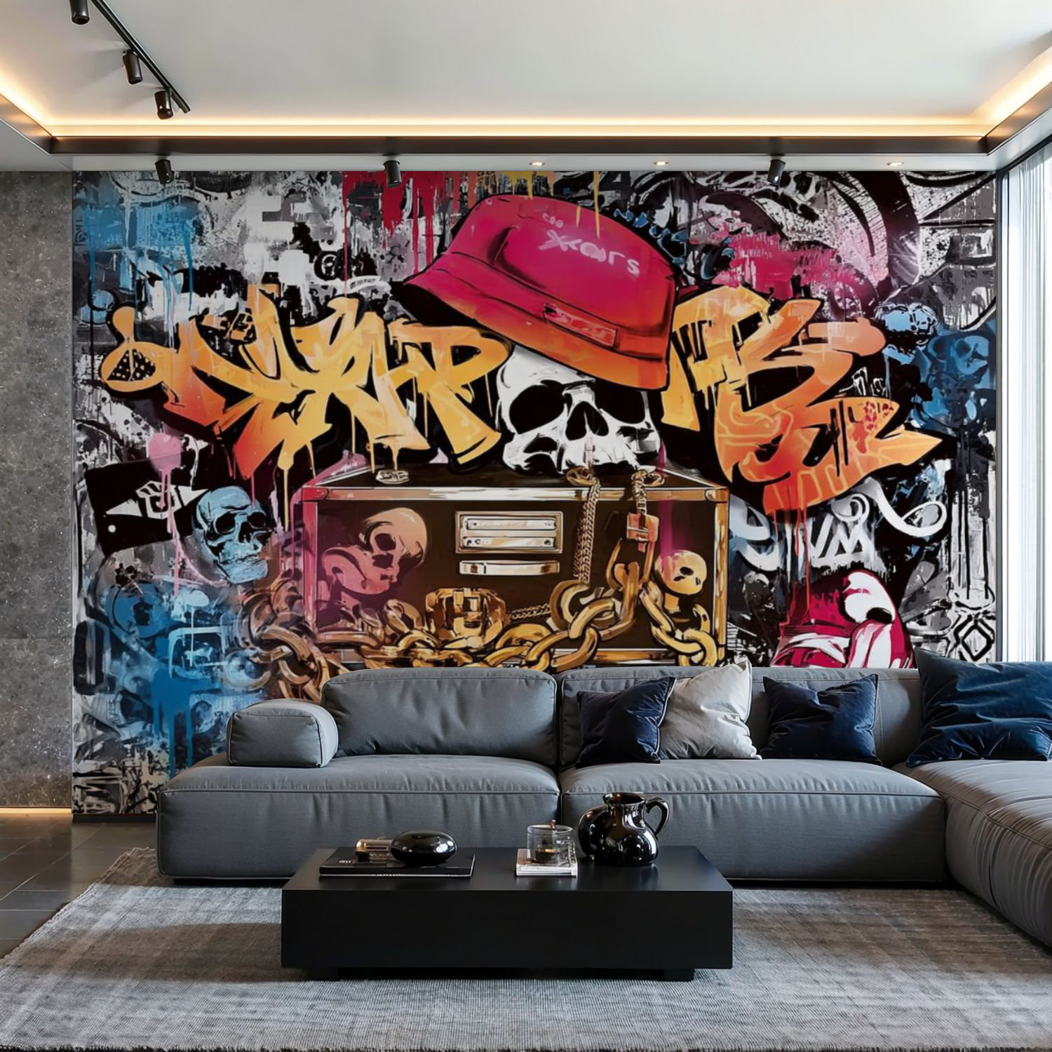 Ivy Bronx Peel and Stick Canvas Wallpaper Wall Mural Graffiti 80s 90s ...