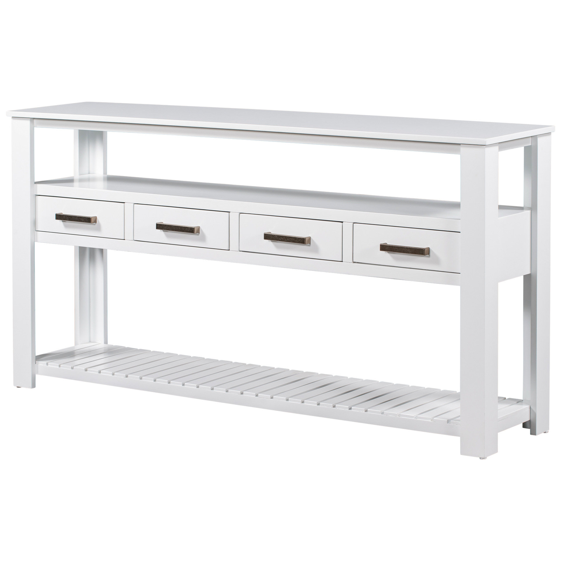 Red Barrel Studio® Living Room Console Table, 4 Drawers And 2 Shelves ...