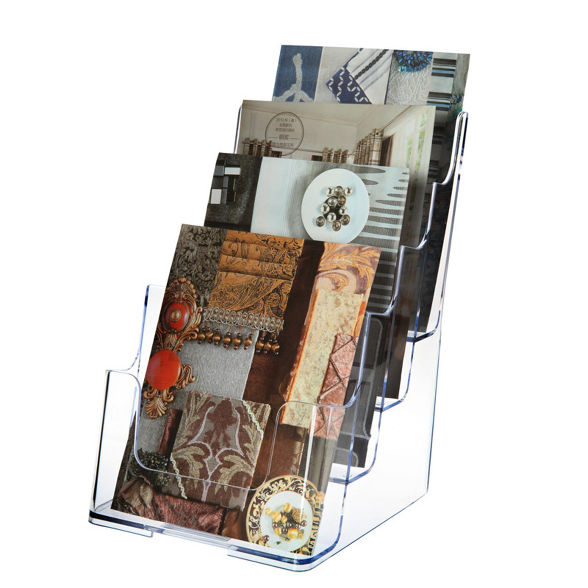 FixtureDisplays 4 Tier Leaflet Holder Bi-fold 6" Literature Holder ...