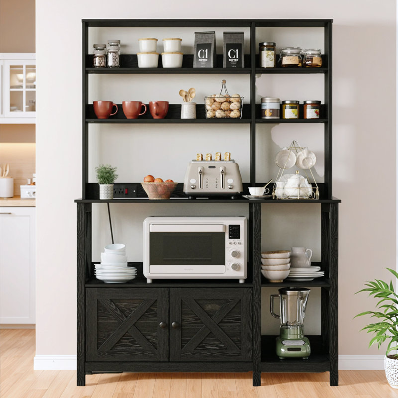 Ophelia & Co. 43.5 Inch Bakers Rack With Power Outlet And Storage ...