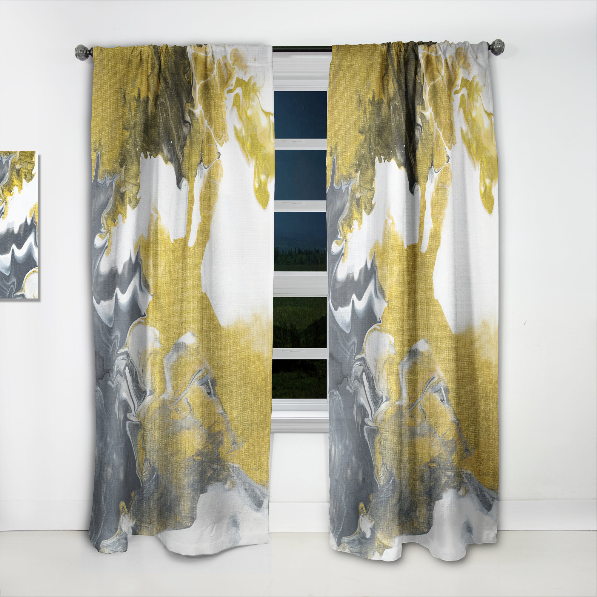 Design Art Universe Abstract Semi-Sheer Rod Pocket Single Curtain Panel ...