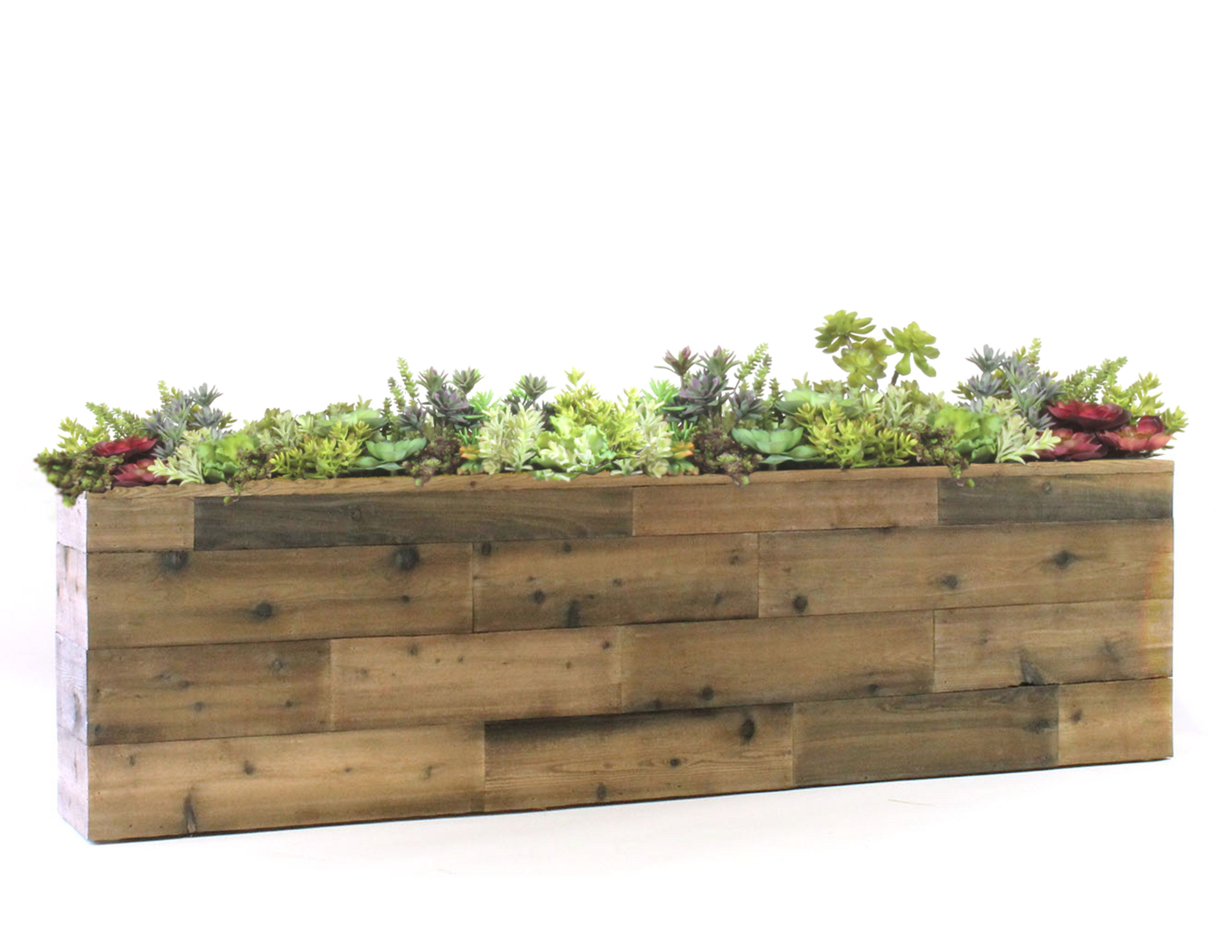 Dalmarko Designs Reclaimed Wood Look Box Floor Succulent Plant in ...