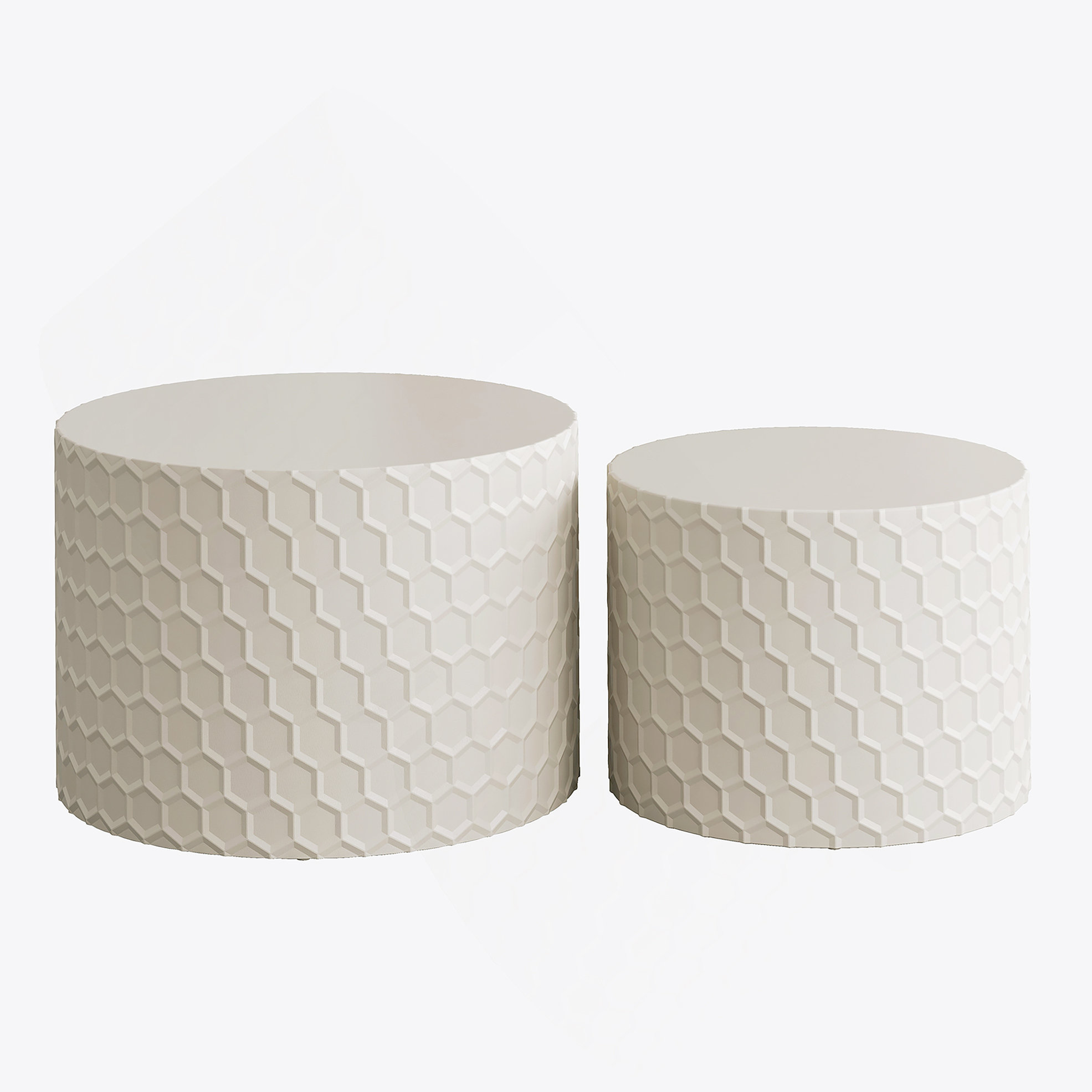 Ivy Bronx Nesting Coffee Table Set with Honeycomb Design, Modern Round ...