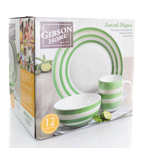 Gibson Home 12 Piece Dinnerware Set, Service for 4 | Wayfair