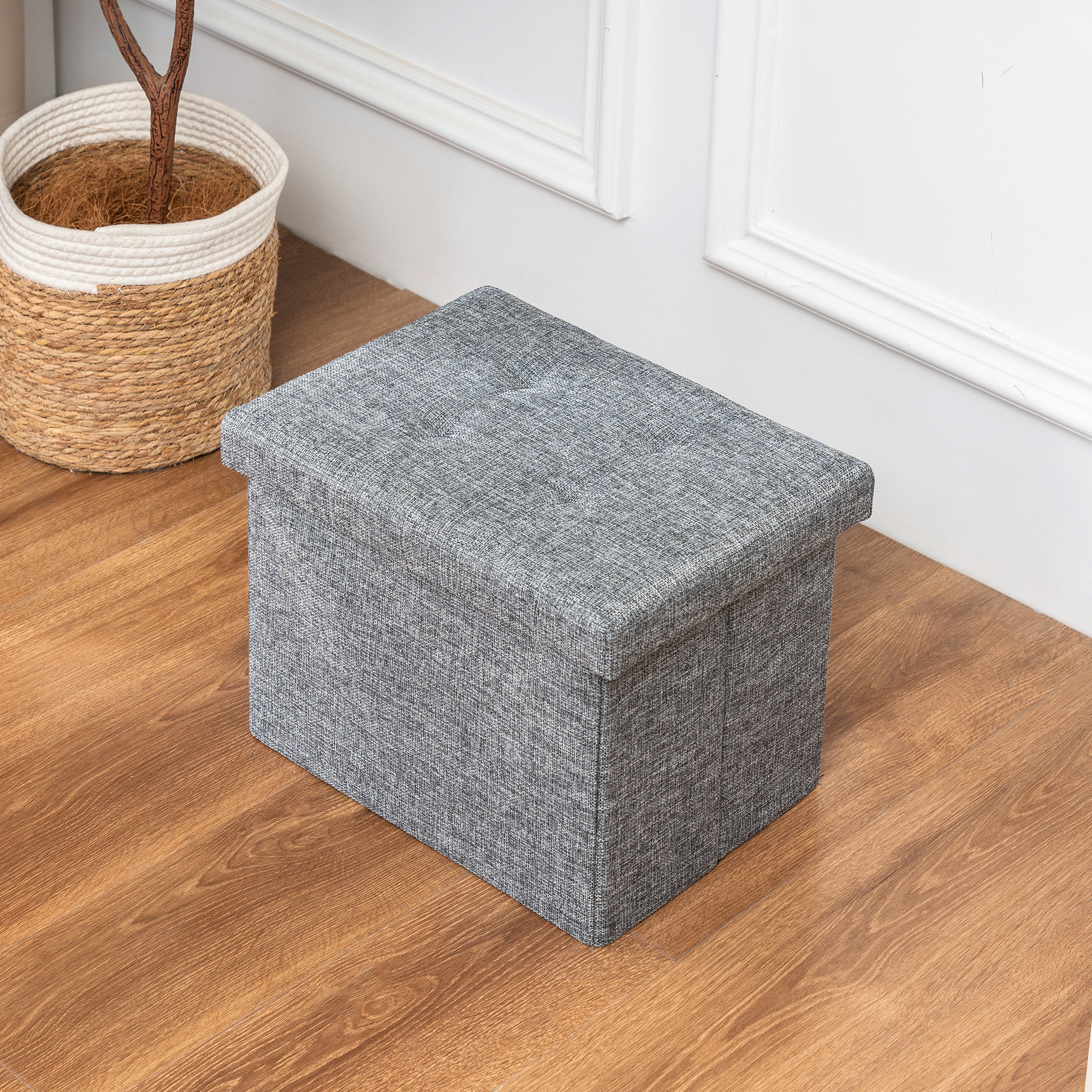 Ebern Designs Foldable Storage Ottoman With Reversible Tray Lid | Wayfair