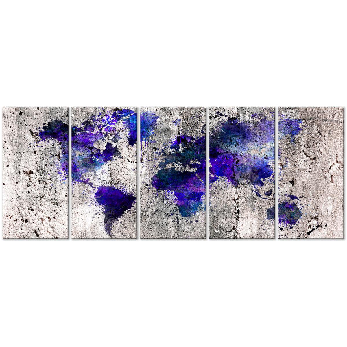 East Urban Home World Map: Ink Blots - 5 Piece Wrapped Canvas Print ...