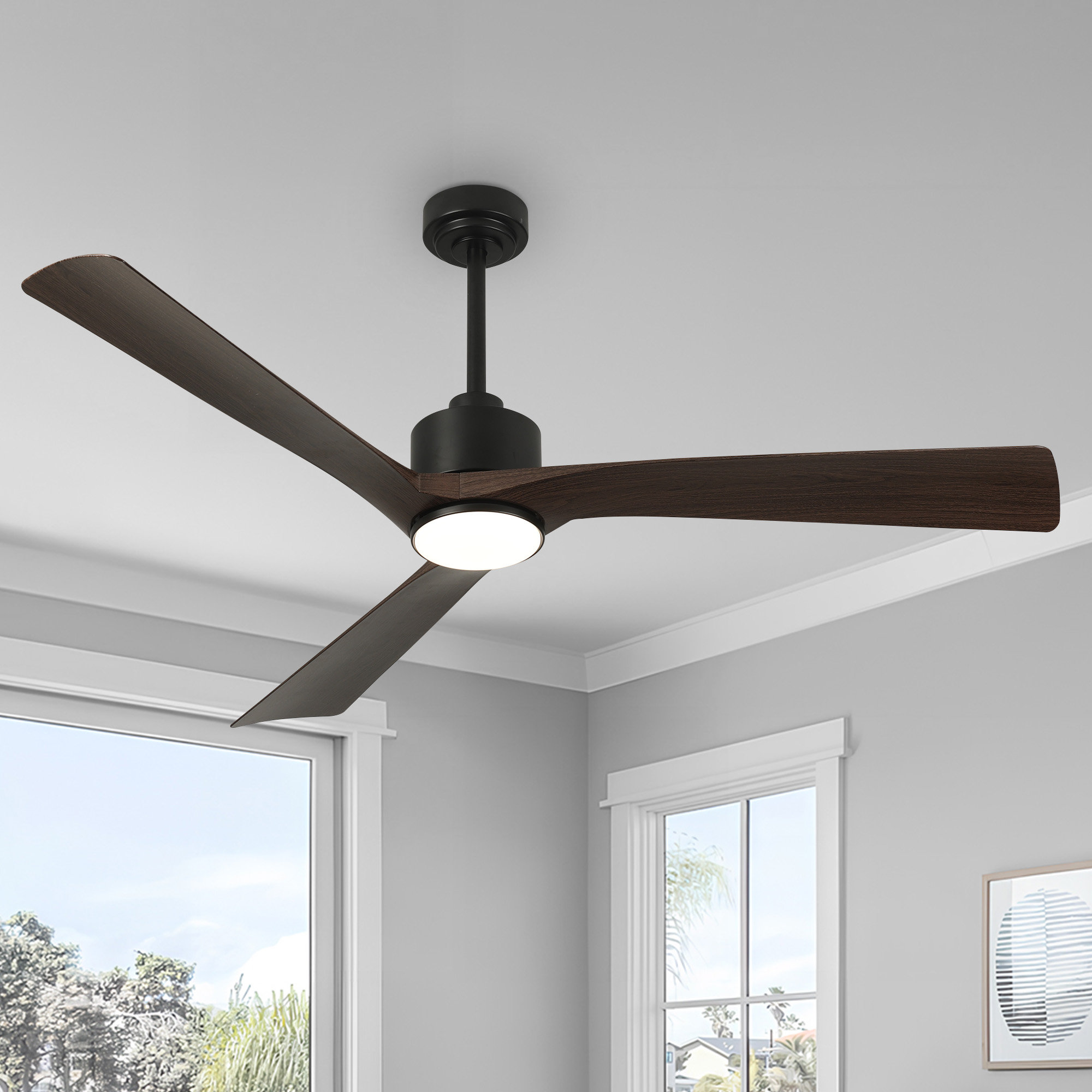 Wrought Studio™ Karlena 60'' Modern Large Dimmable Ceiling Fan with Led ...
