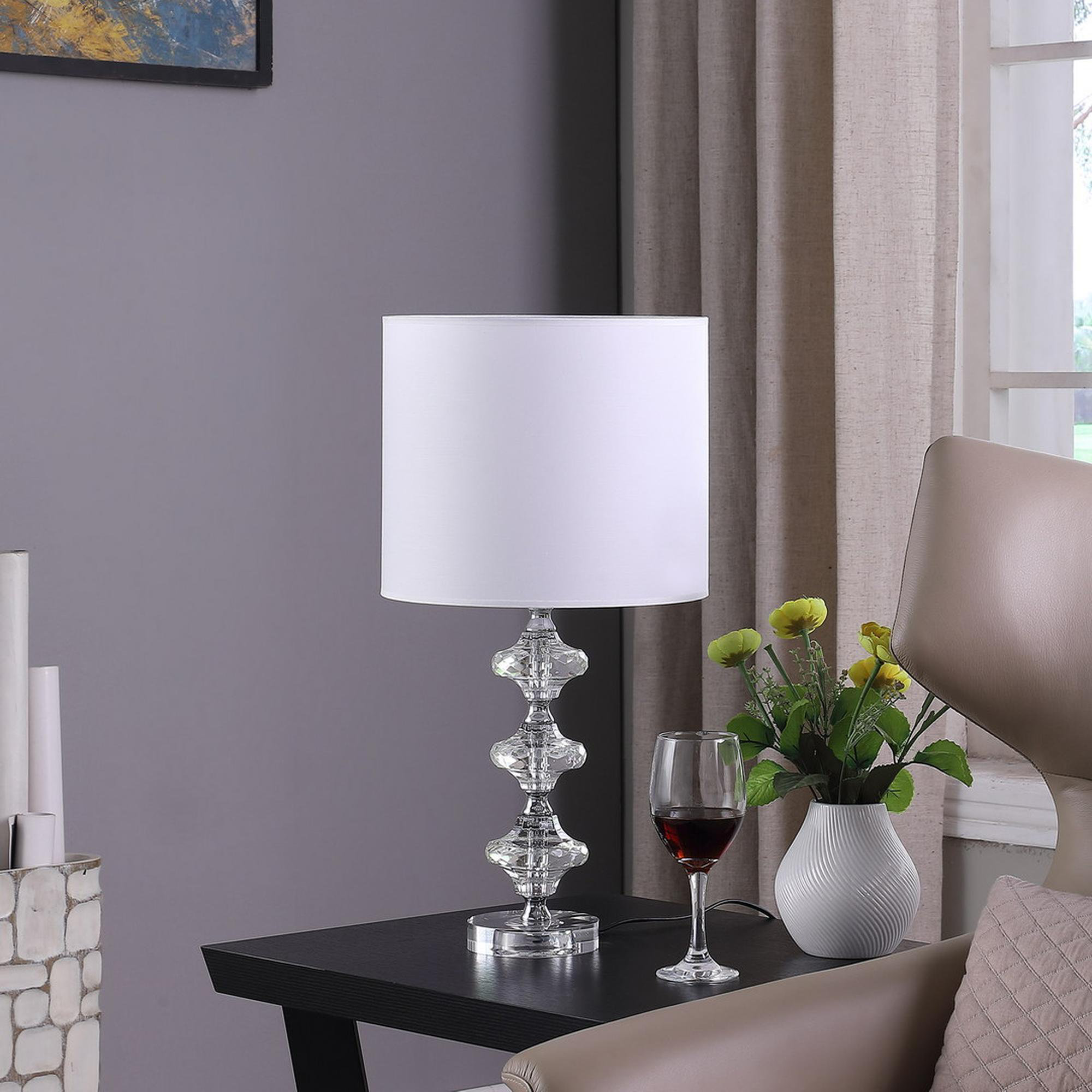 Mercer41 22.25" Geometric Prism Solid Crystal Table Lamp in Chrome ...