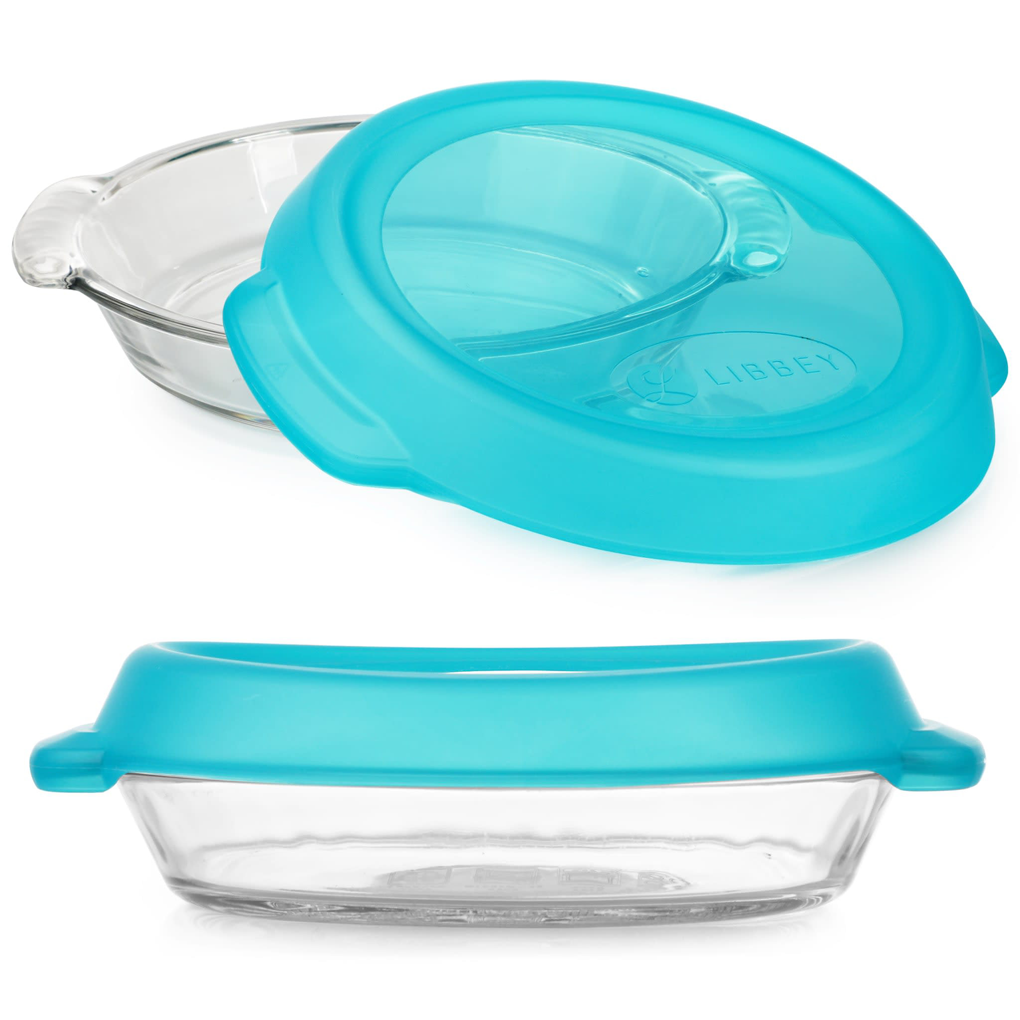 Libbey Bakers Premium Glass Pie Dish Set of 2 with Lids, 9-Inch Round ...